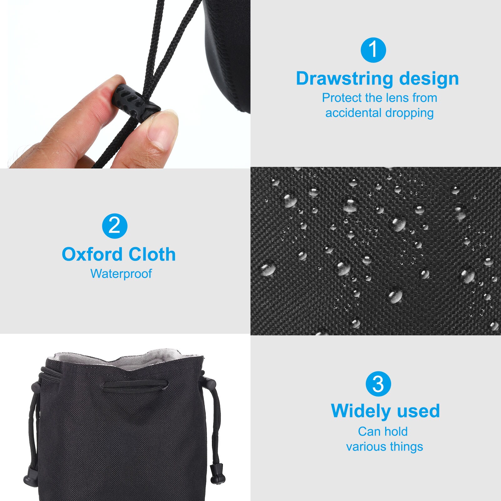 PATIKIL Soft Drawstring Lens Case Lens Pouch Bag with Cotton Pad 6.69 x ...
