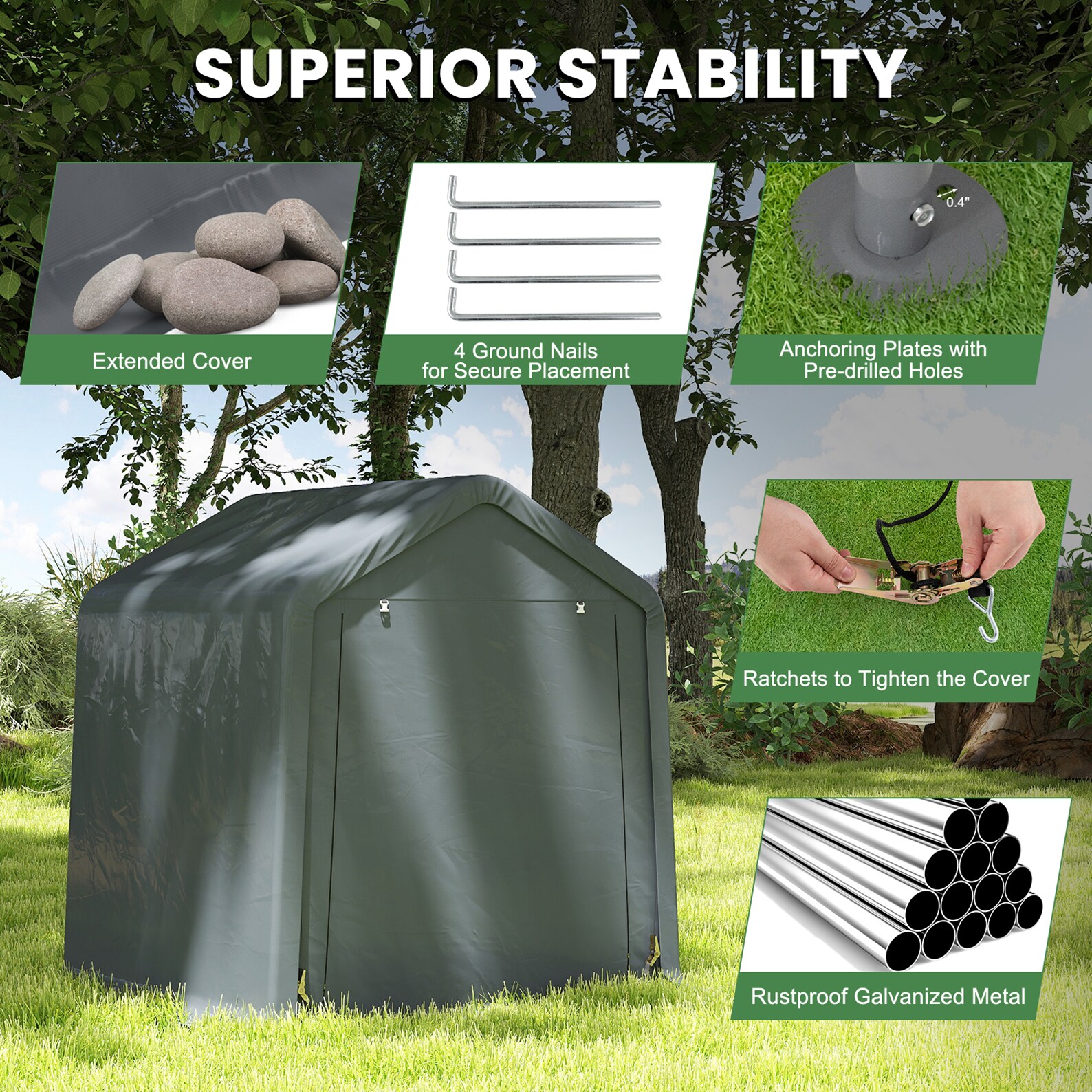 Poinic 6.5-ft x 6-ft Canopy Storage Shelter in the Portable Storage ...