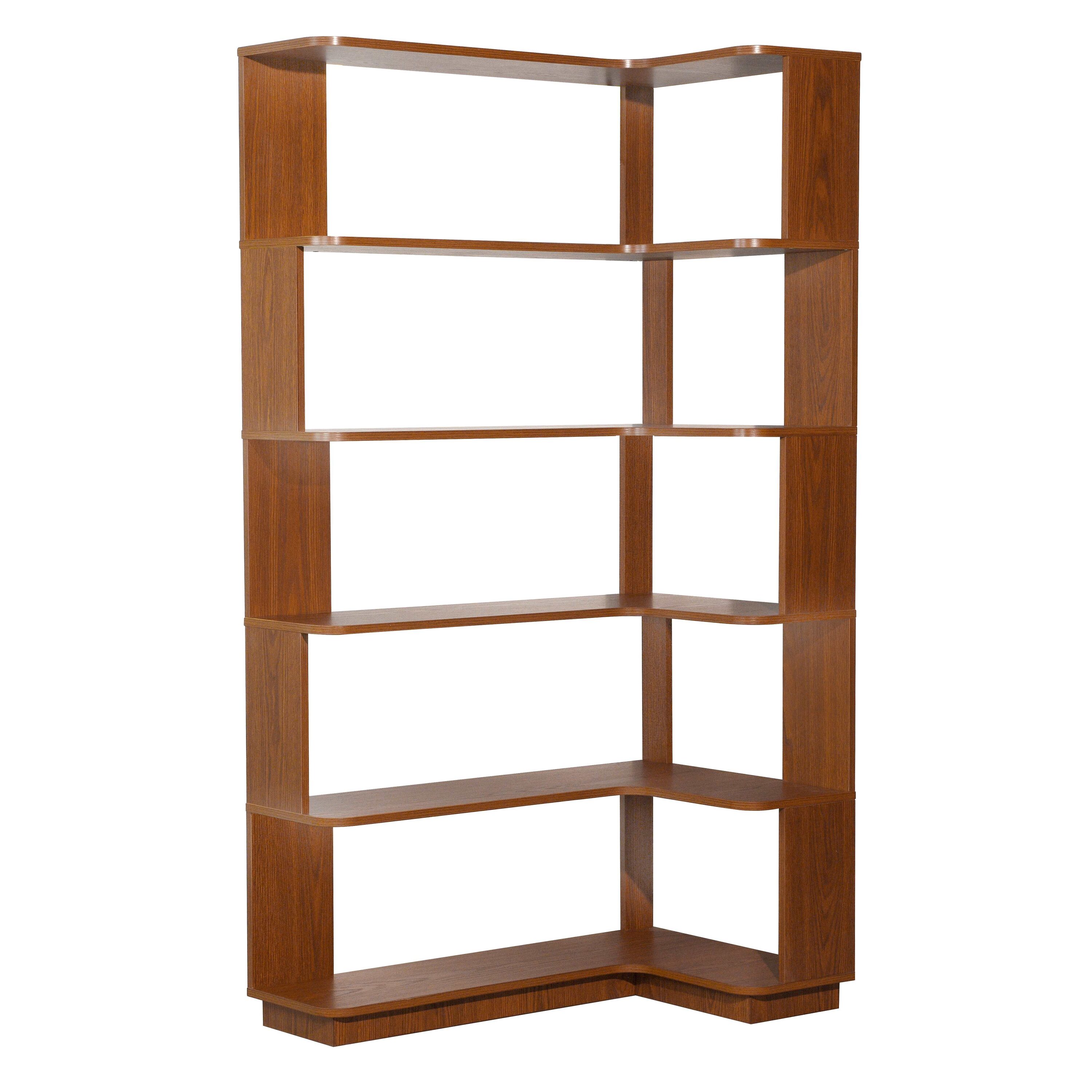 Vynxaria Corner Bookshelf 90cm Extended Size Freestanding Wooden ...
