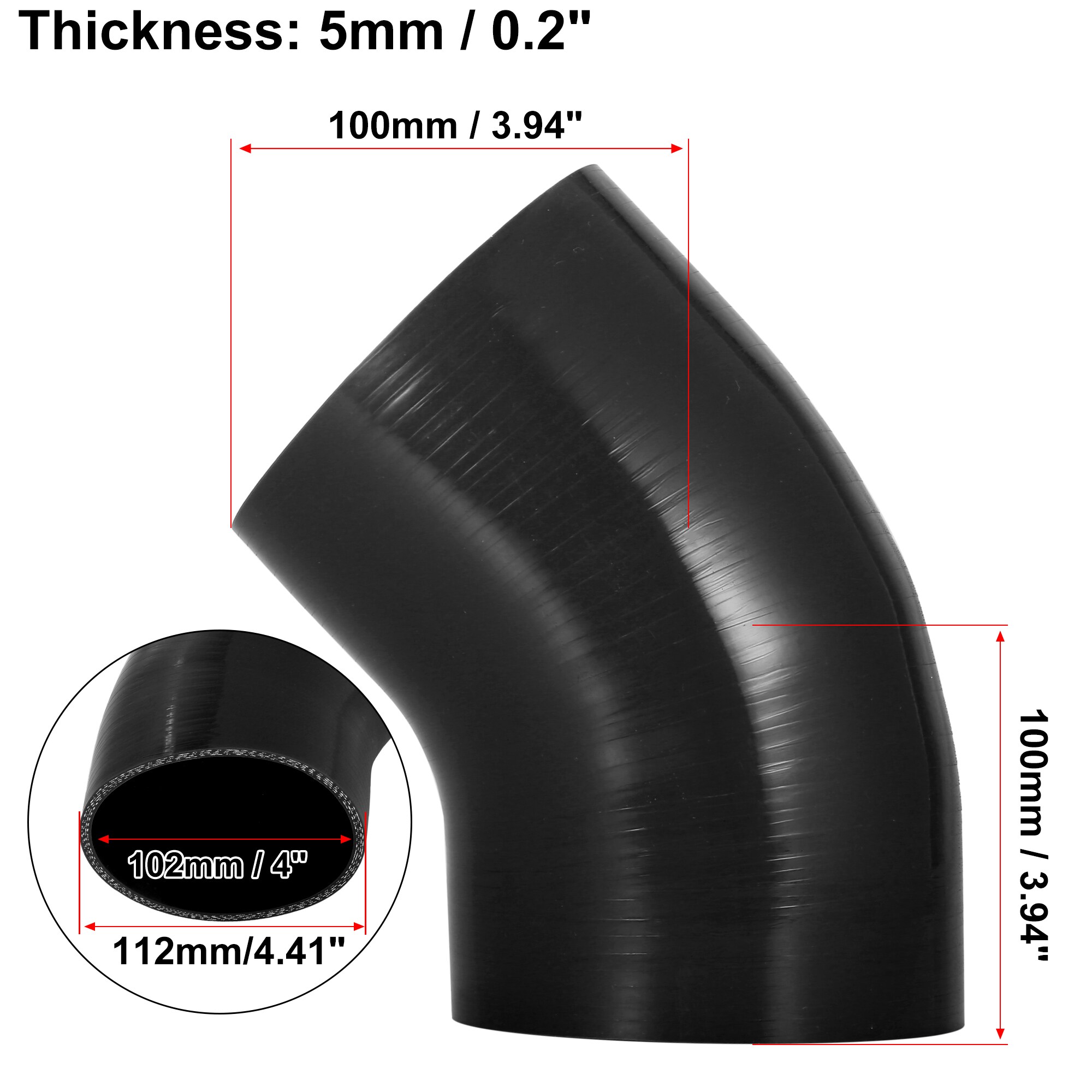 Unique Bargains 102mm 4 Inch ID 45 Degree Elbow Silicone Reducer ...