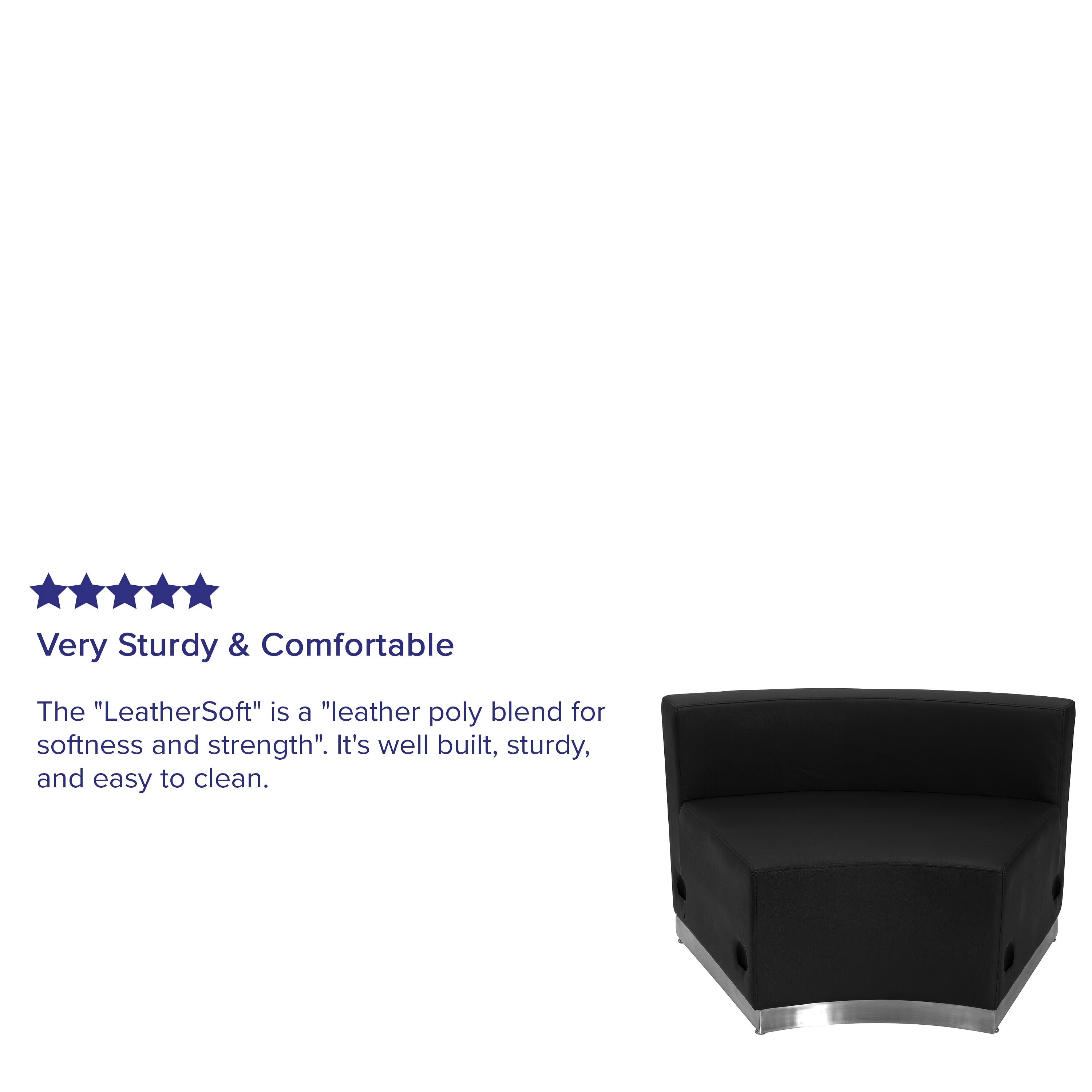 Emma + Oliver Black LeatherSoft Concave Chair with Brushed Stainless ...
