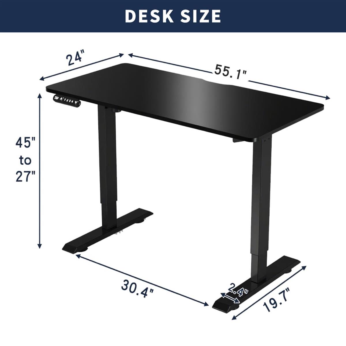 Choco Moon 55 Electric Height Adjustable Standing Desk Black Liftup ...