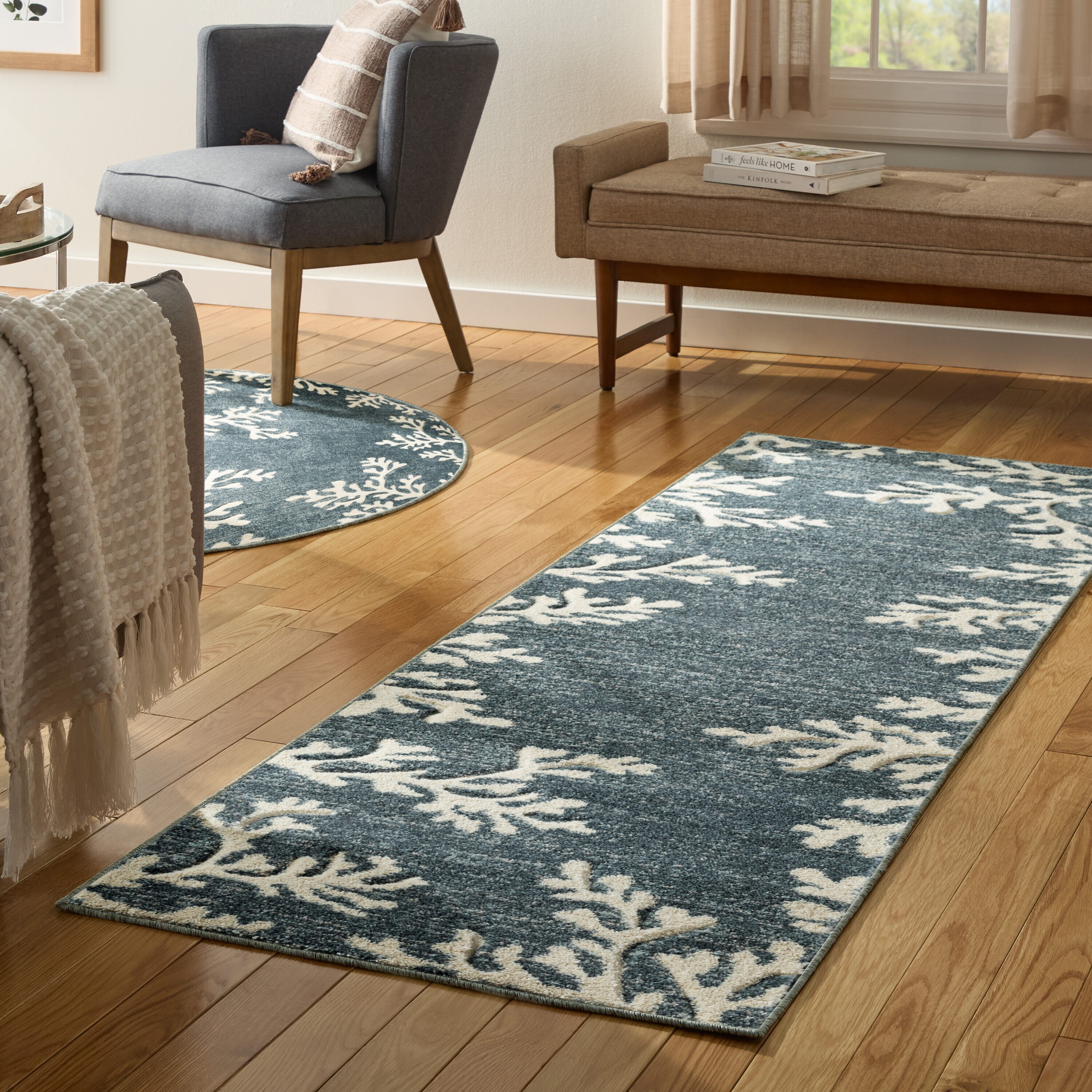 allen + roth 2 X 7 (ft) Blue Indoor Coastal Runner Rug 4-28180-309 at ...