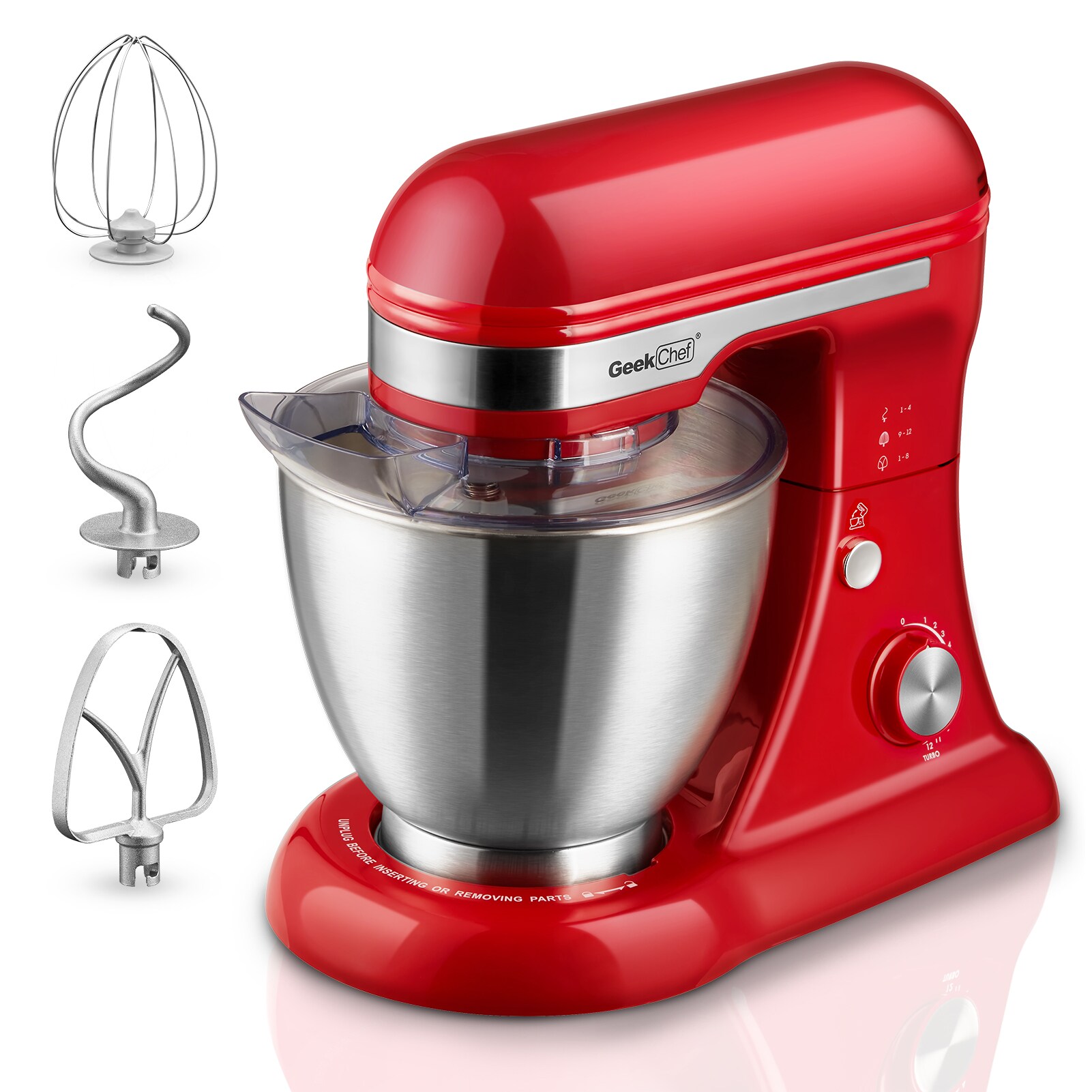 LOVMOR Geek Chef Electric Stand Mixer 4.8QT 12 Speeds Tilt head Food ...