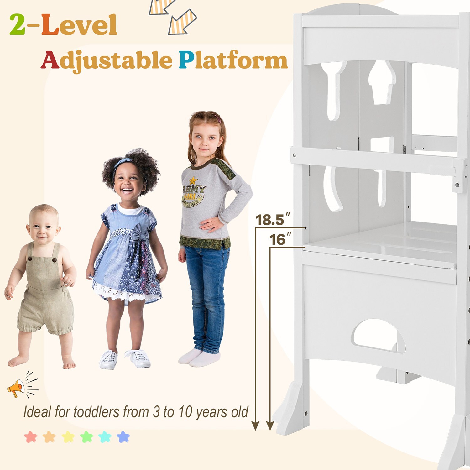Costway Folding Kitchen Kids Step Ladder Stool Wooden Toddler Safety ...