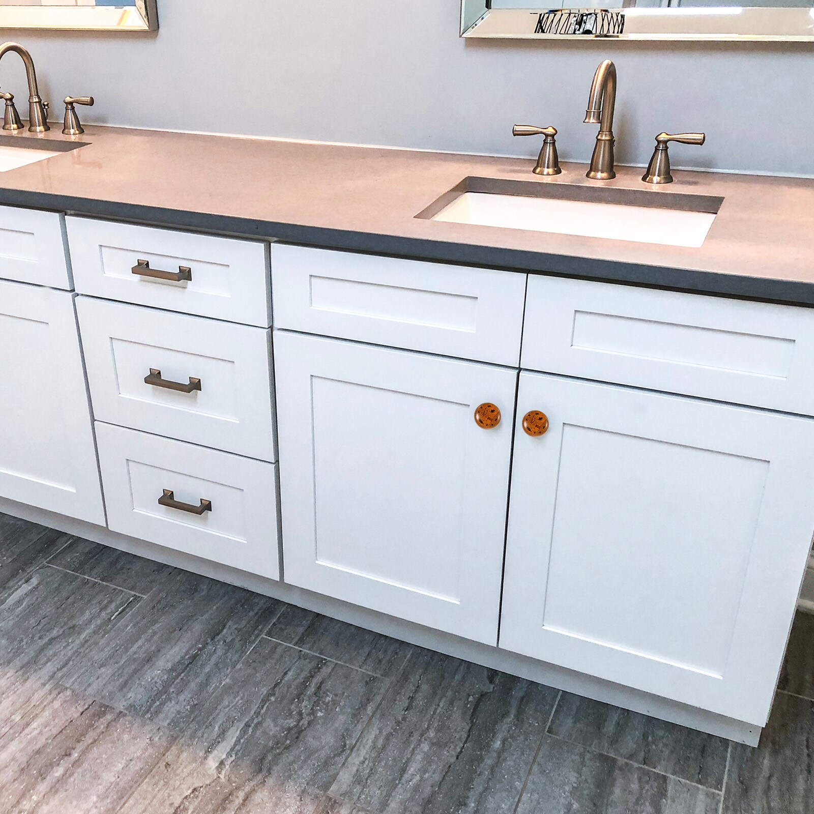 Unique Bargains Ceramic Cabinet Knobs 6pcs Blue Round Shaped Drawer ...