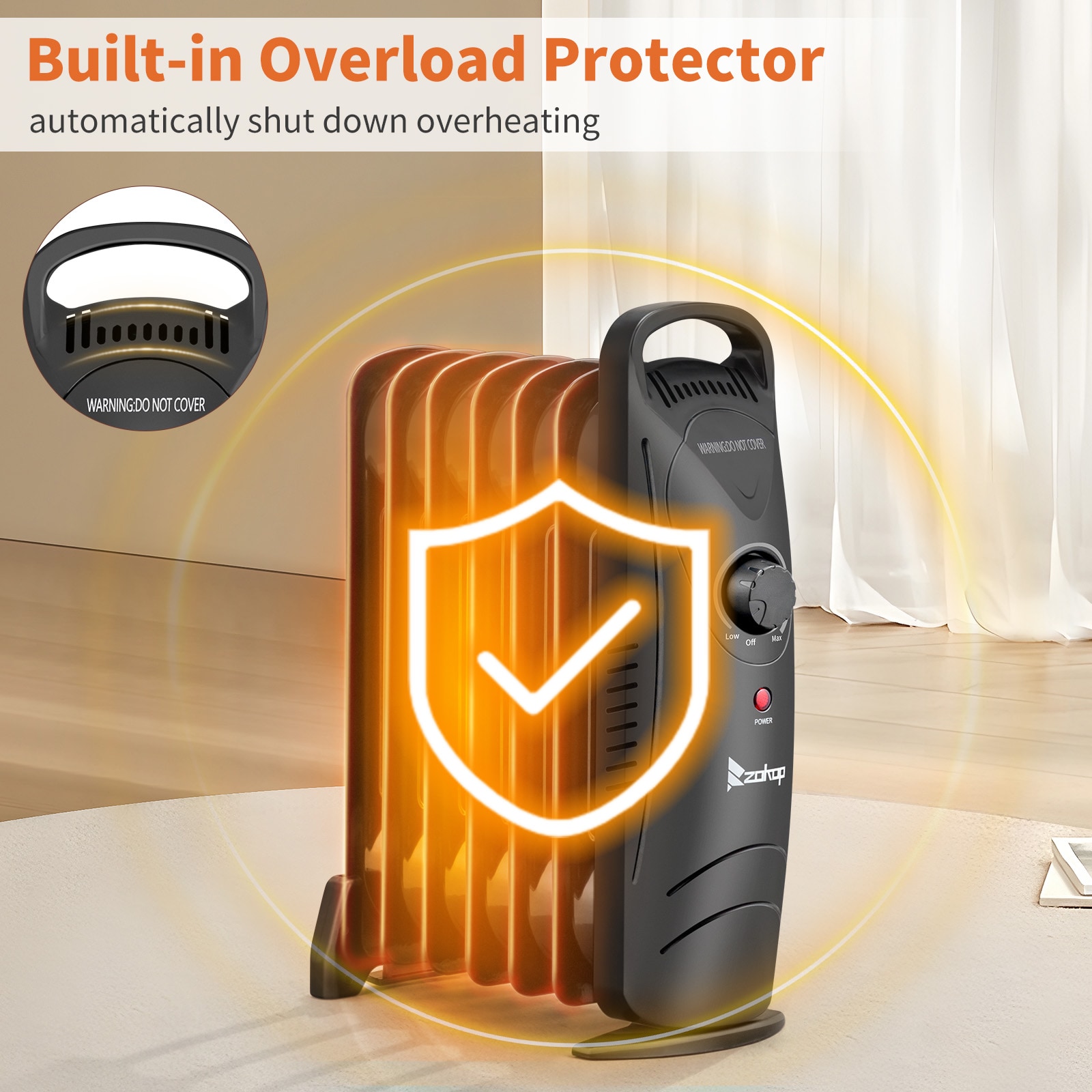 ROVSUN 600 -Watt Oil-filled radiant Compact personal Indoor Electric ...