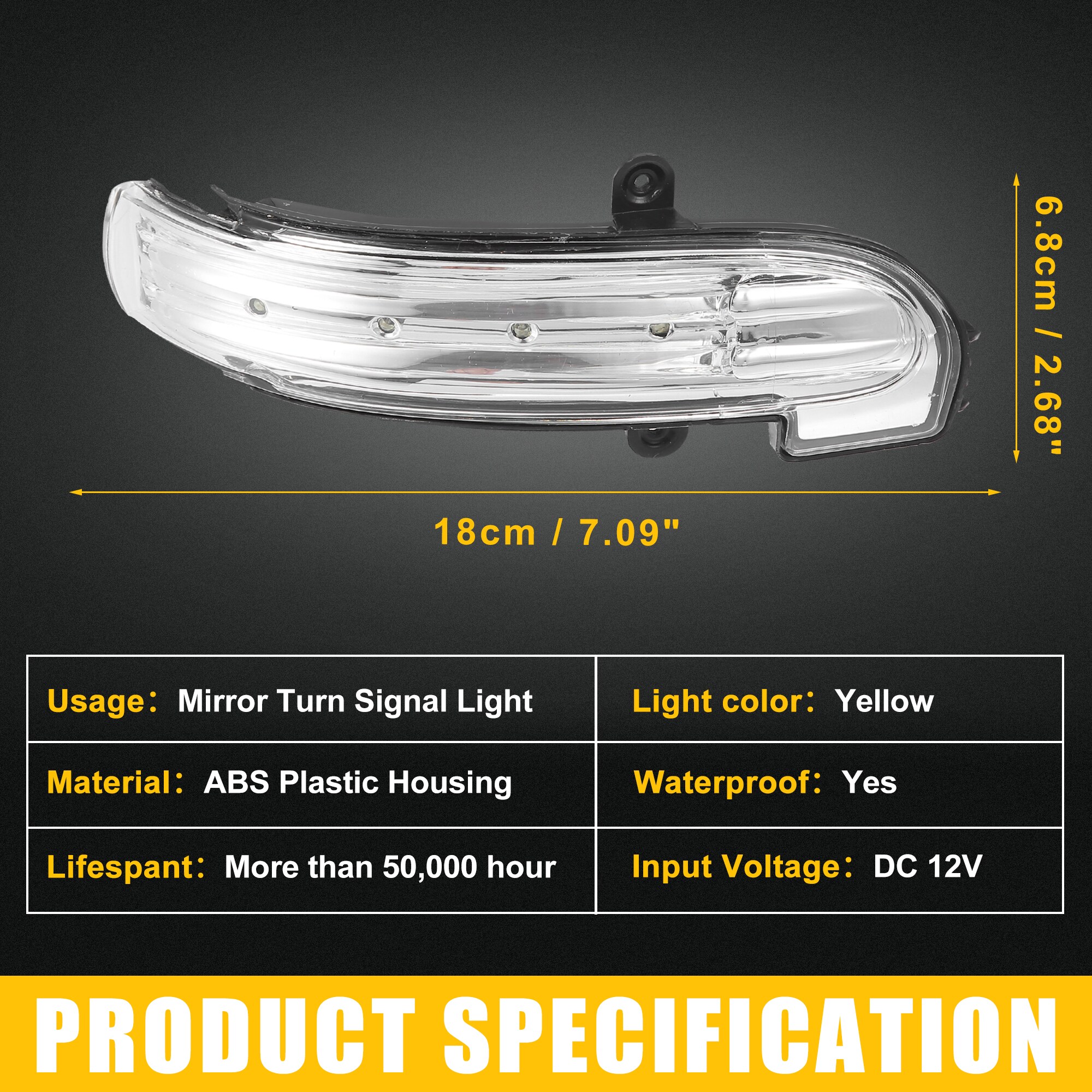 Unique Bargains Front Right Side Door Rearview Side Wing Mirror LED ...