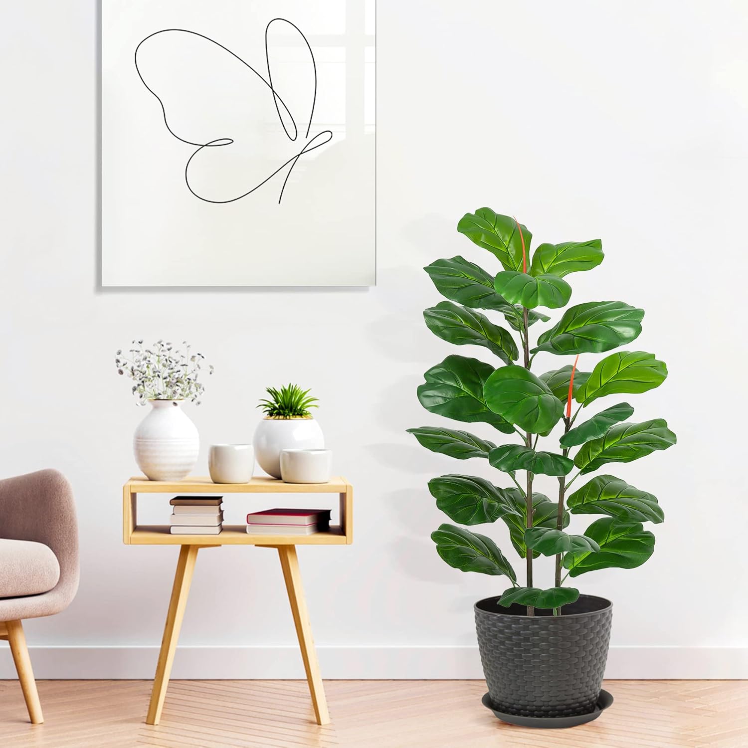 GarveeLife 39Inch Artificial Fiddle Leaf Fig Tree Tropical Plant Office ...
