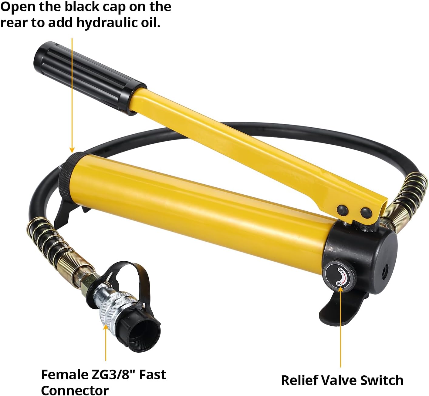 Garvee Portable Hydraulic Hand Pump 8500PSI 400cc Single Acting Manual ...