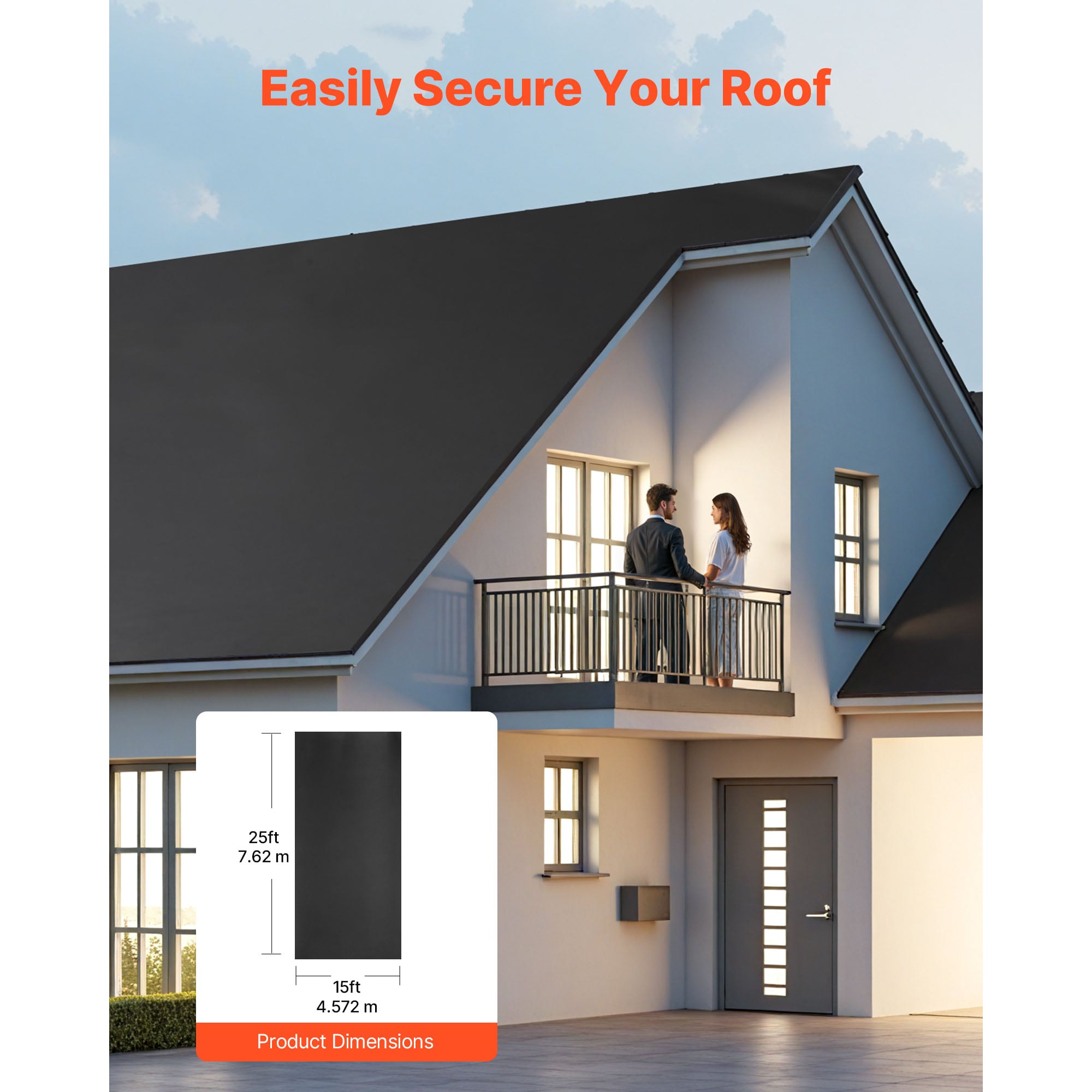 GIVIMO EPDM 15-ft by 25-ft Roll Roofing 45-mil Rubber Membrane Roof ...