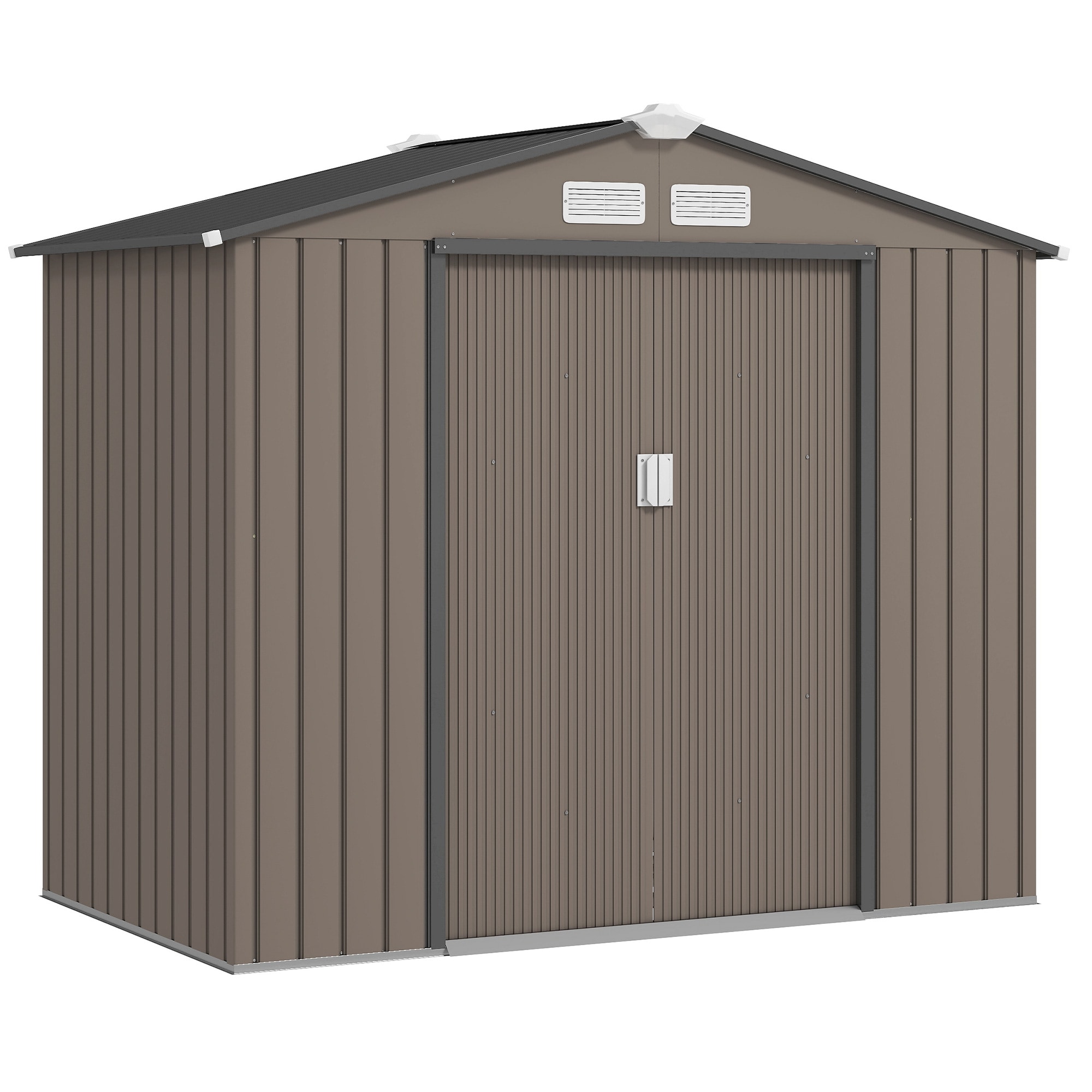 Outsunny 7ft x 4ft Outdoor Storage Shed Garden Tool Metal Shed with ...