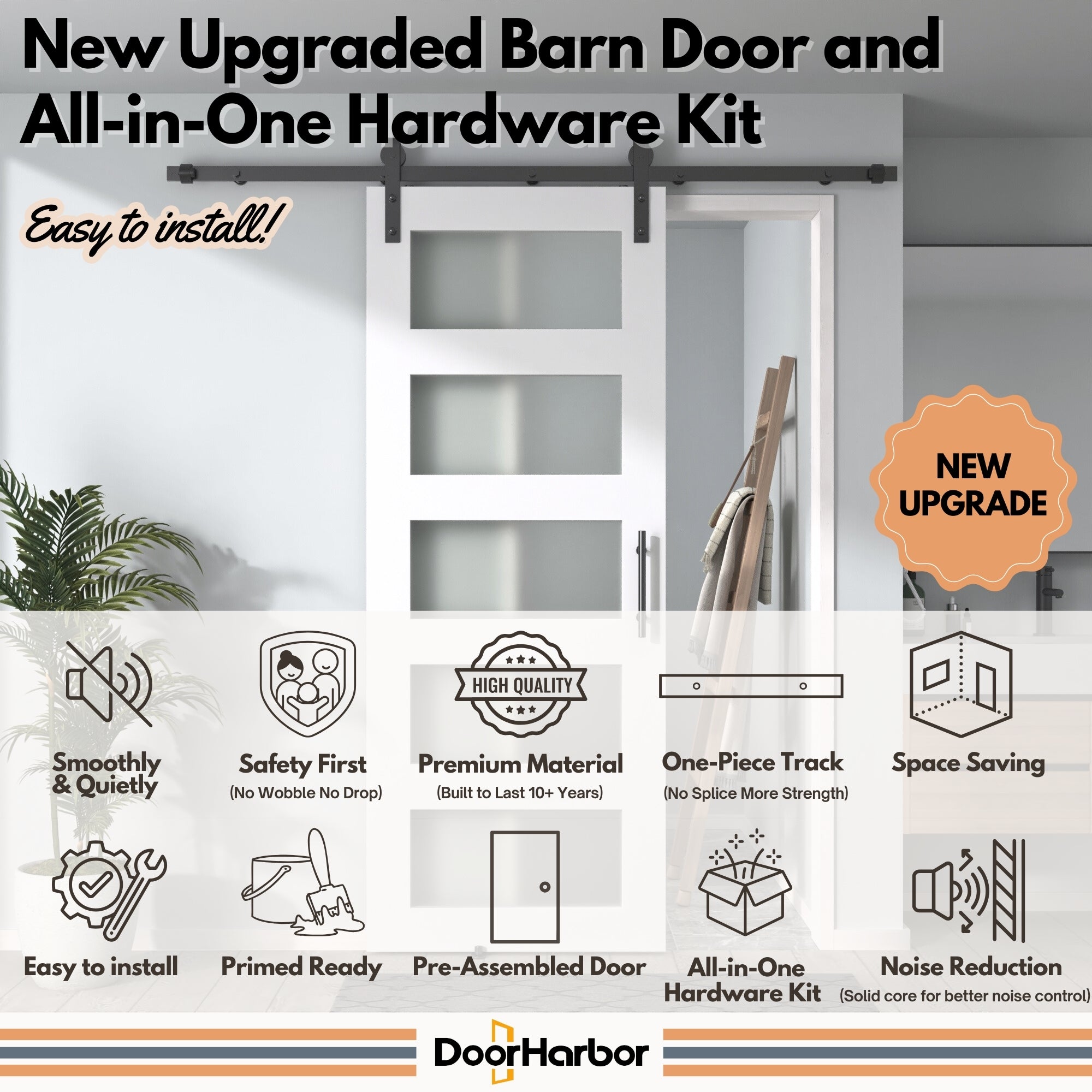 Door Harbor 36-in x 80-in Pre-Assembled Sliding Barn Door 5-Lite ...