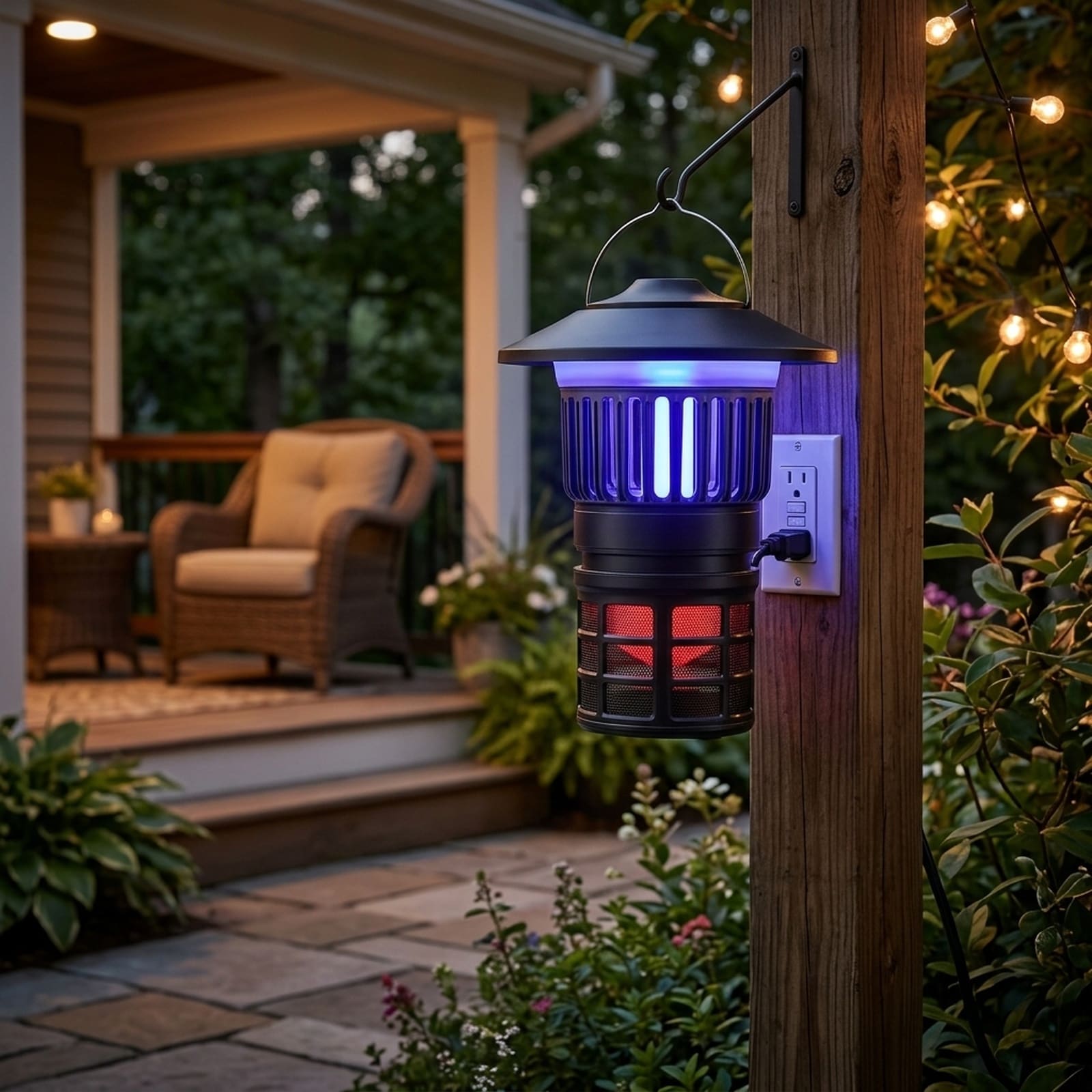 SUGIFT Outdoor Fly Trap with UV LED Light Rechargeable Electric Bug ...
