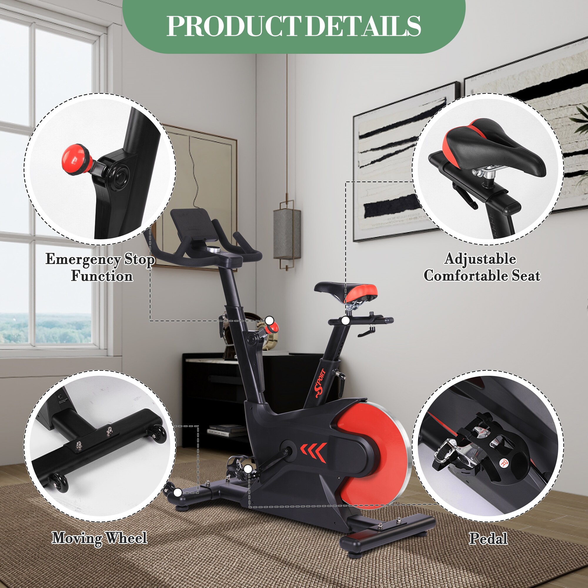 Smart Knob Electromagnetic Control Indoor Cycling Bike with Adjustable ...