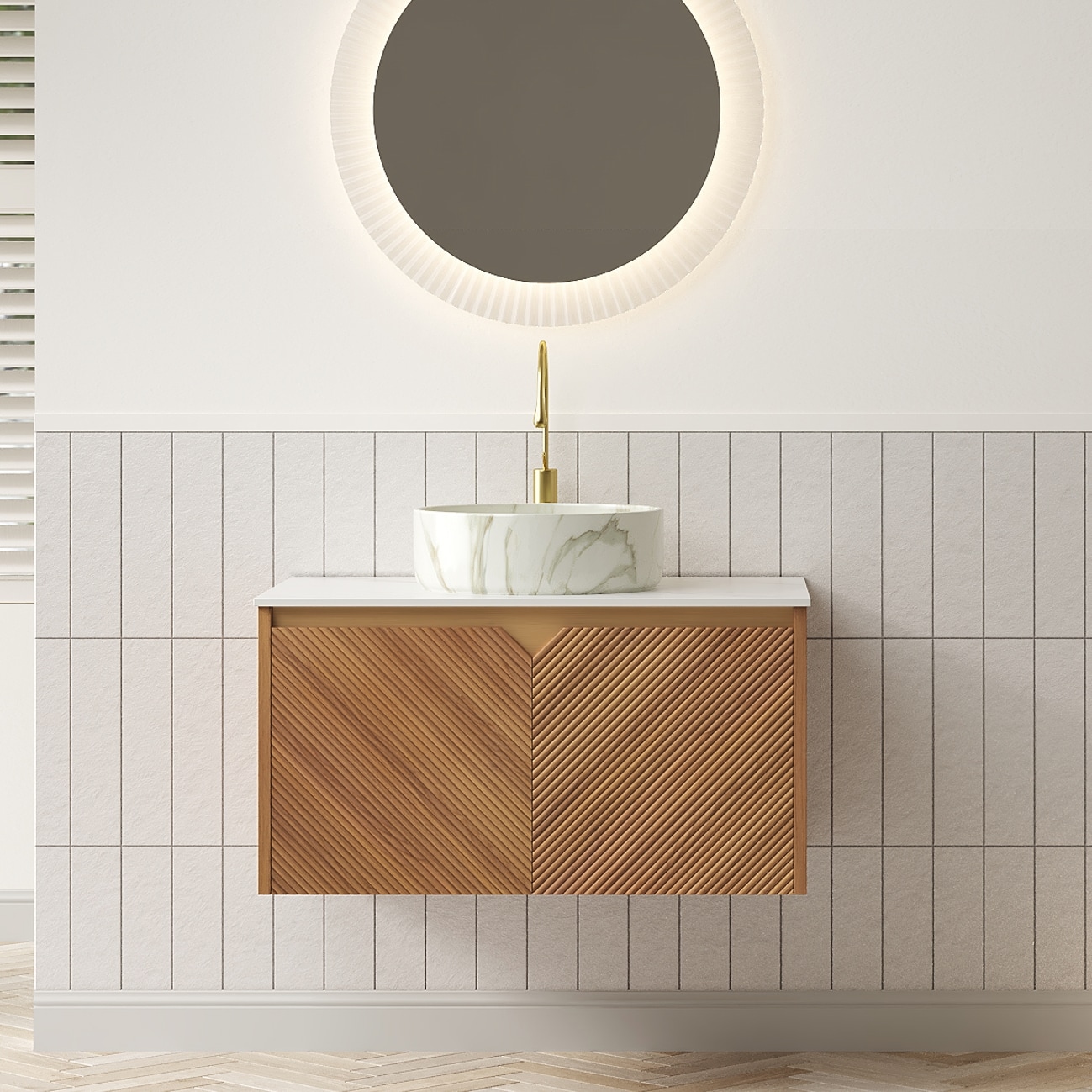 GDFStudio Ruben 30 in. Industrial Floating Vanity with Sintered Stone ...