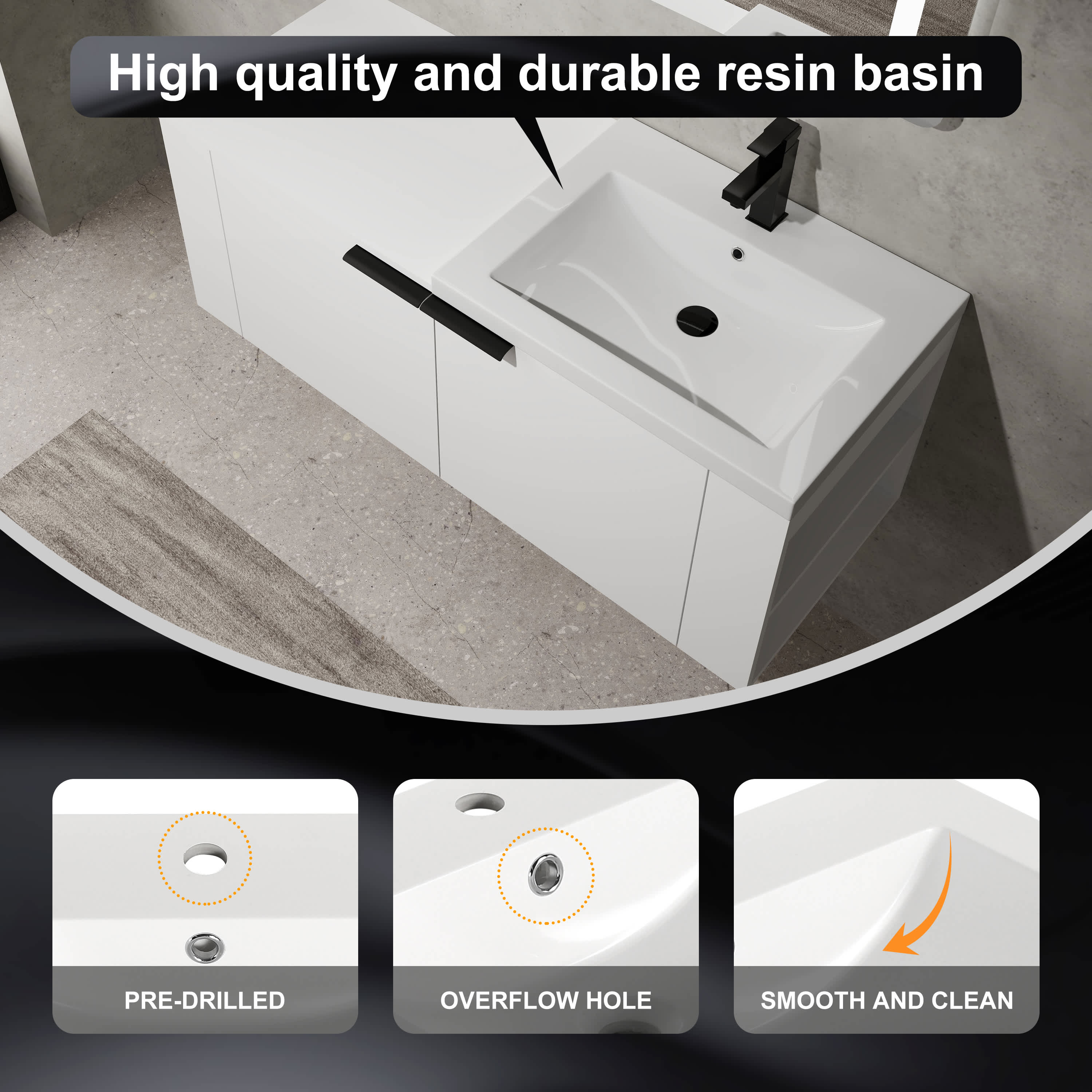 Vynxaria 48inch Bathroom Vanity Sink Combo White Modern for Big Space ...