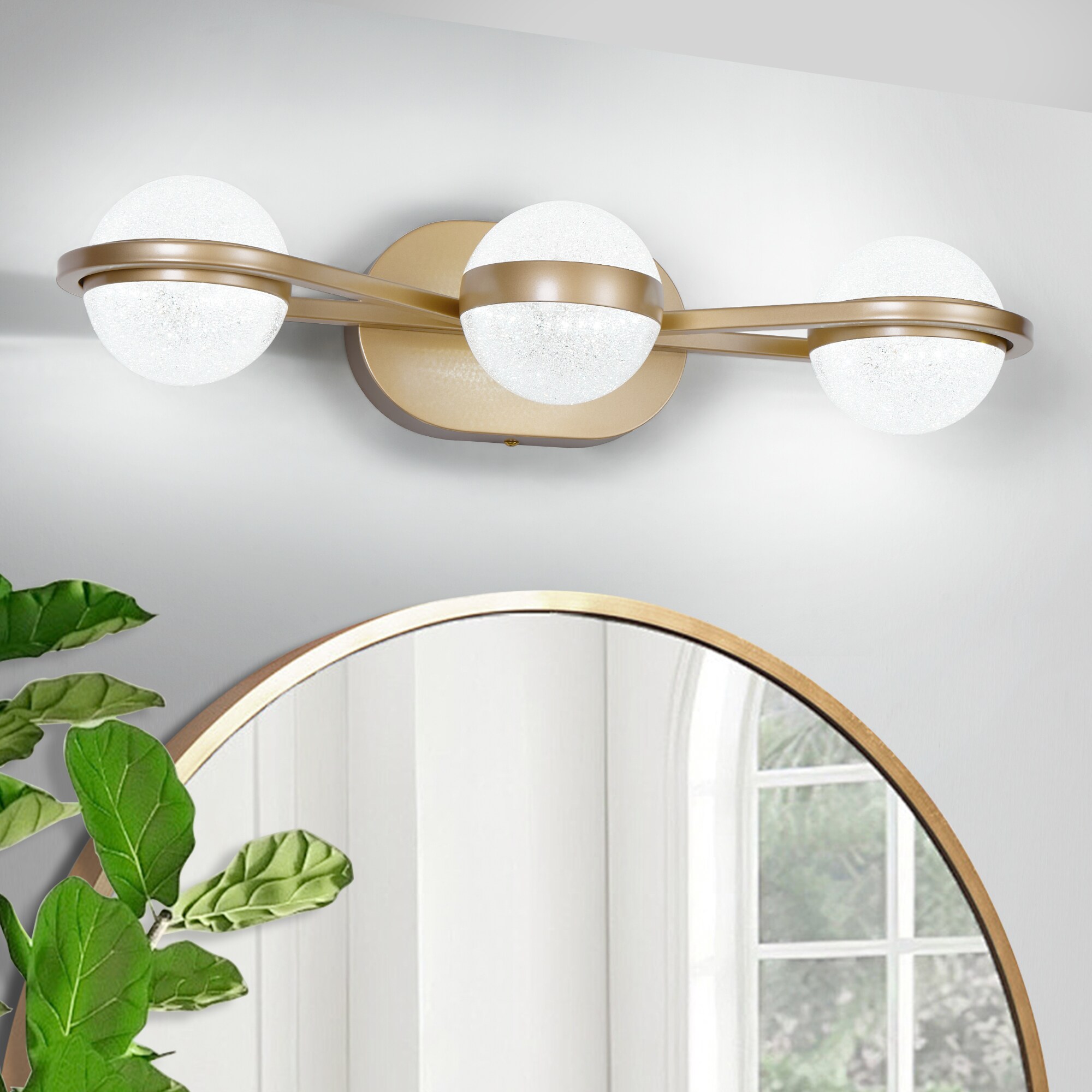 Blisstyle Multi-light Modern Gold Vanity Light - Premium Crystal Shade ...