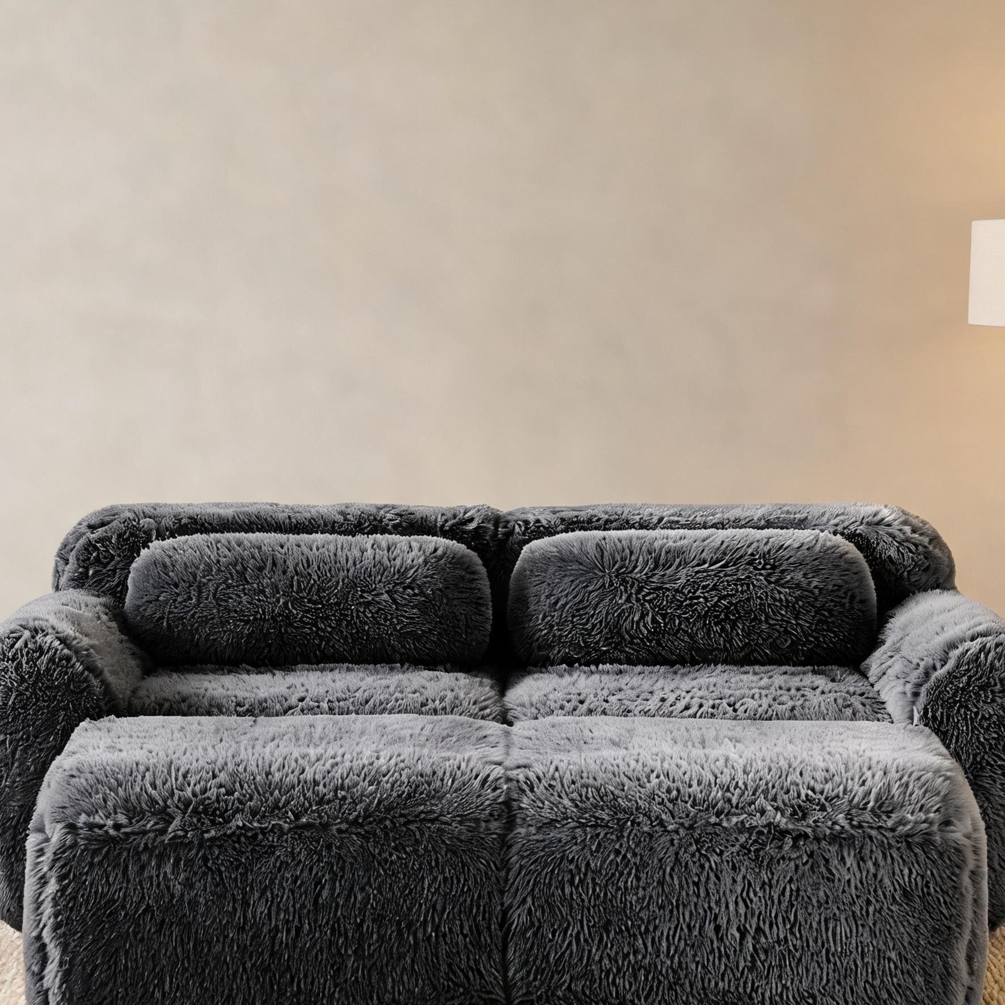SUNCREAT Rectangular Plush Modular Sofa with Ottoman Classic Gray 80 ...