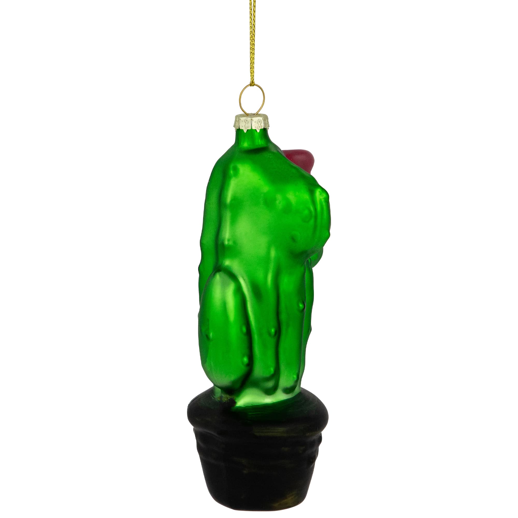 Northlight 5 inch Green Cactus with Pink Flower Glass Christmas ...