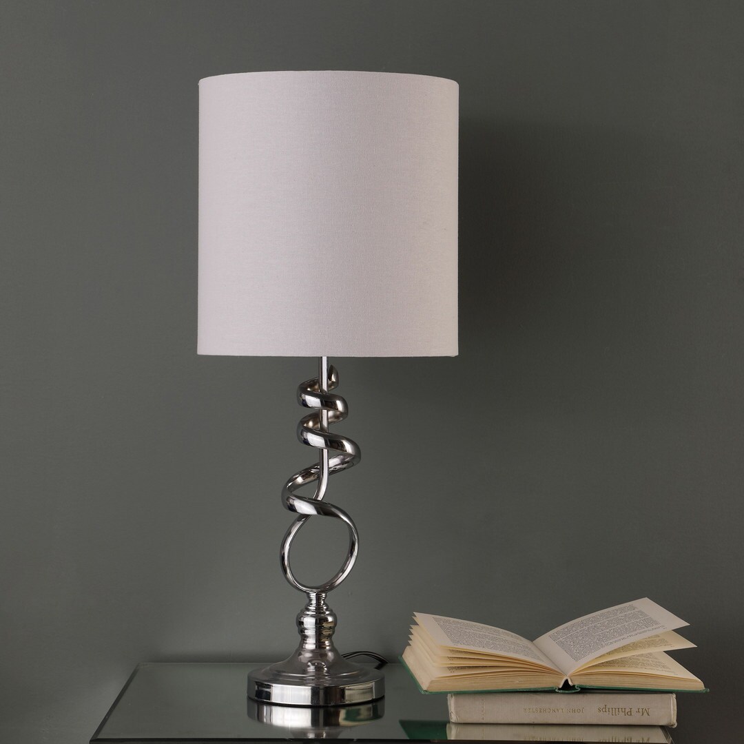 B&W 21.5-Inch Milo Abstract Brushed Silver Metal Table Lamp for living ...
