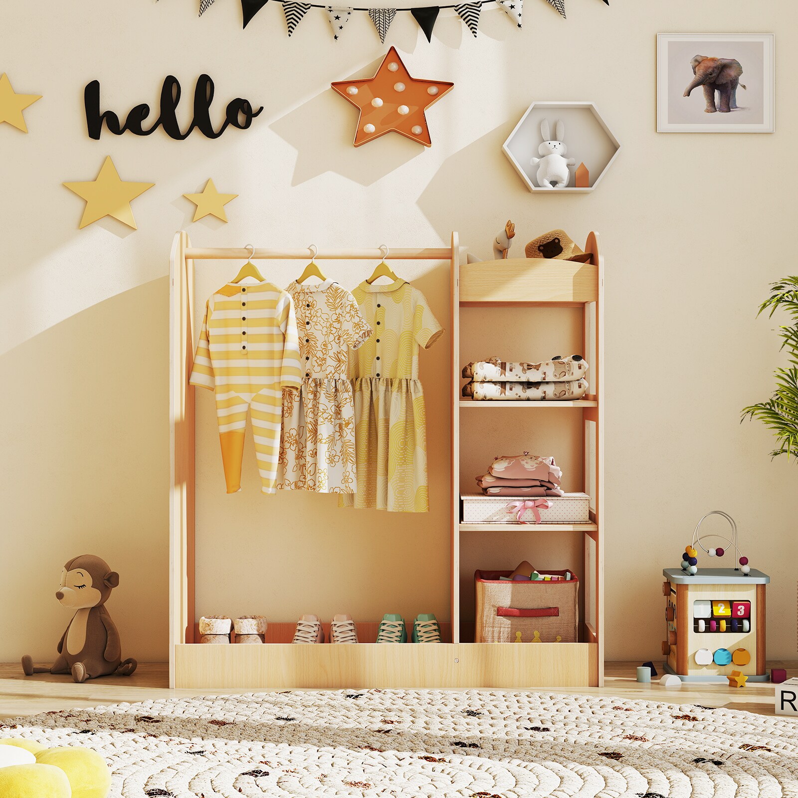 SUGIFT Kids Dress Up Storage 39.5-in Height With Mirror Clothes Hanger ...
