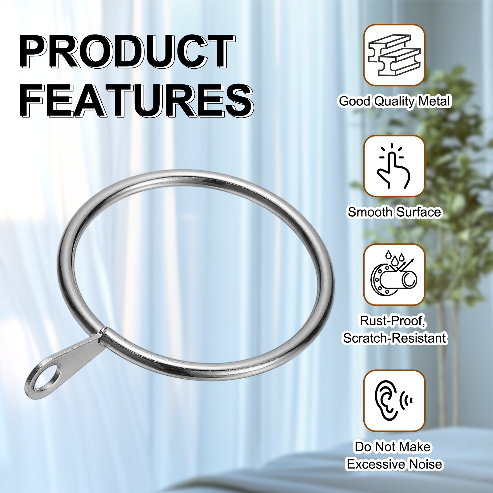 PATIKIL 14 Pcs Curtain Rings with Eyelets 1.5 Inch ID Sliding Smoothly Metal Drapery Ring Fit Up ...