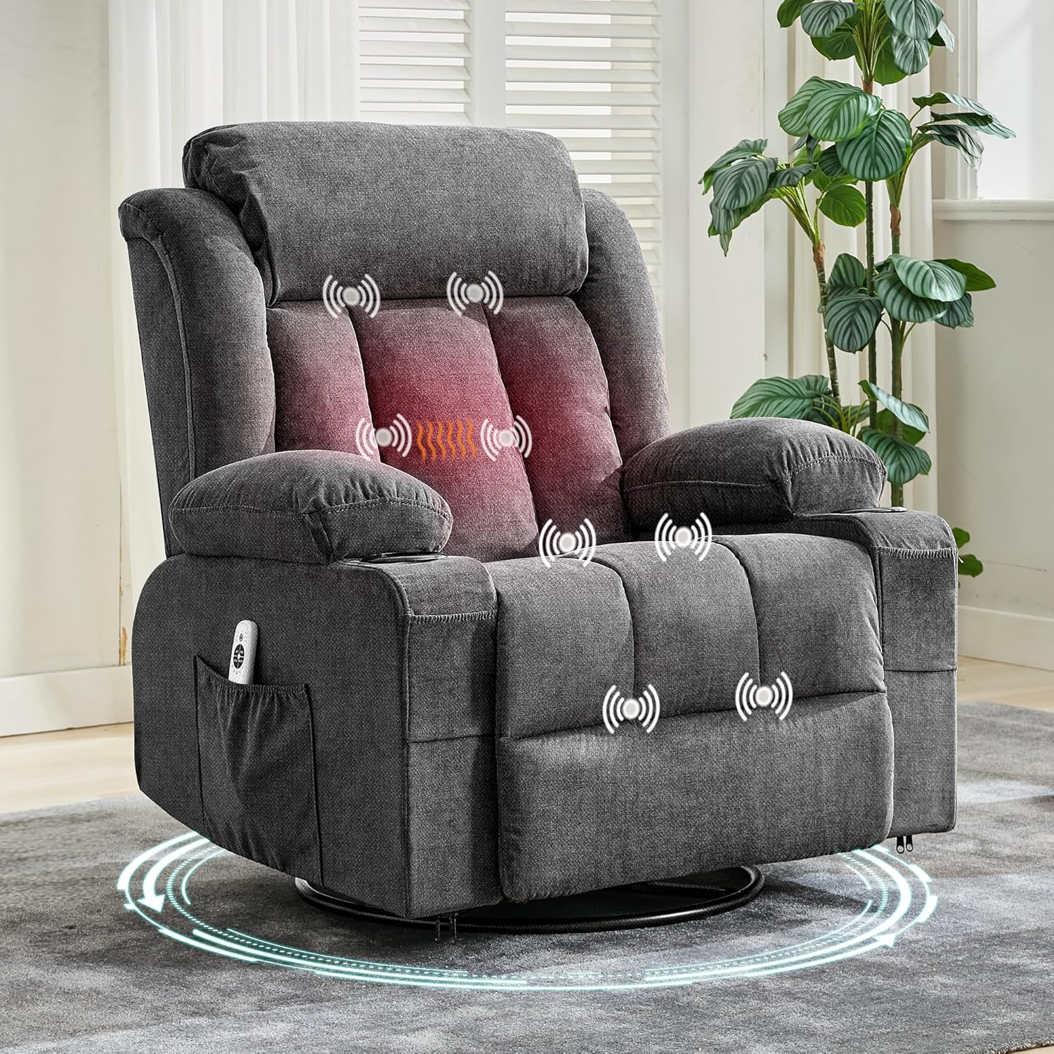 Garvee High-End Swivel Rocker Recliner - Heat / Massage / for Adults ...