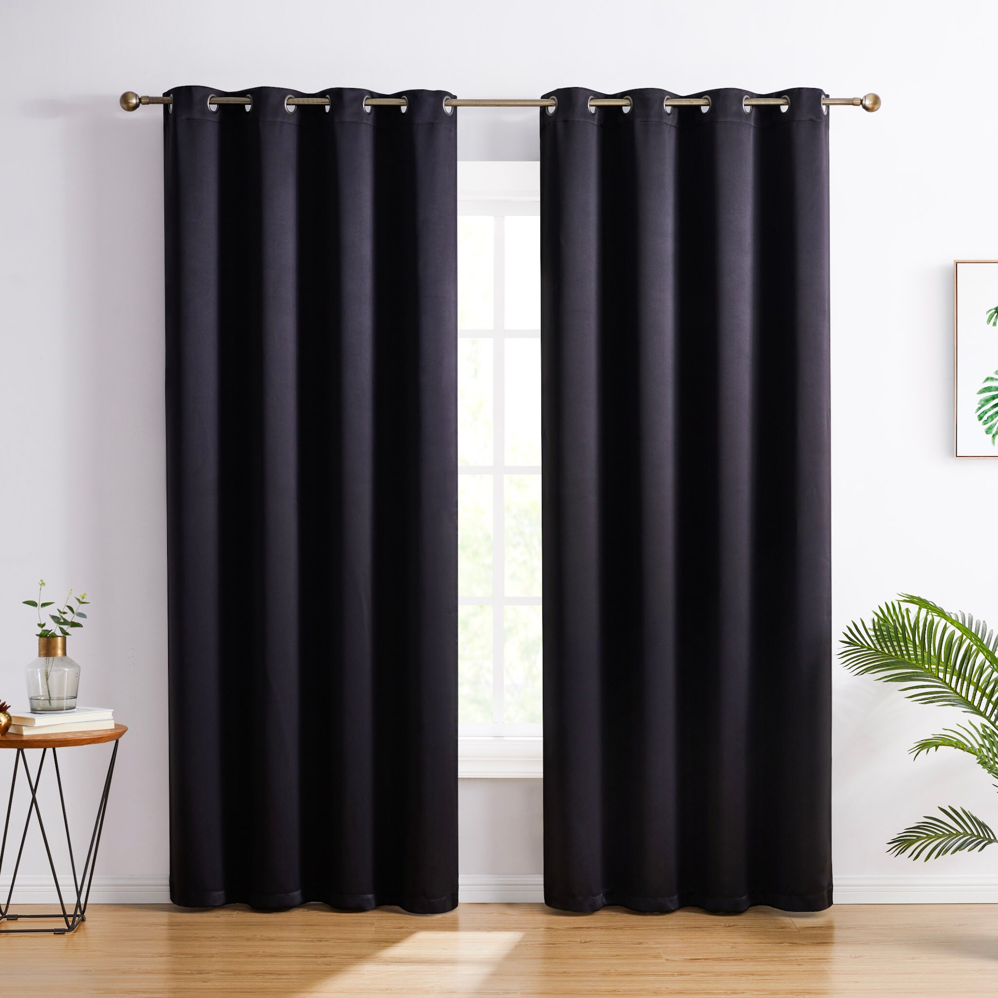 HLC.me Oxford Blackout Heavy Thermal Insulated Blocking Grommet Curtain ...