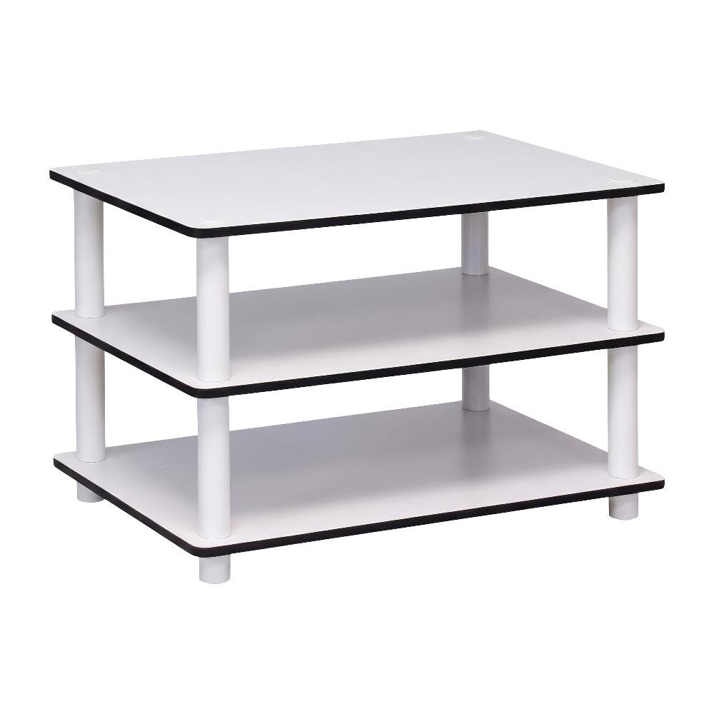 FurniFact White 3-Tier Coffee Table with No Tools Assembly and Sturdy ...