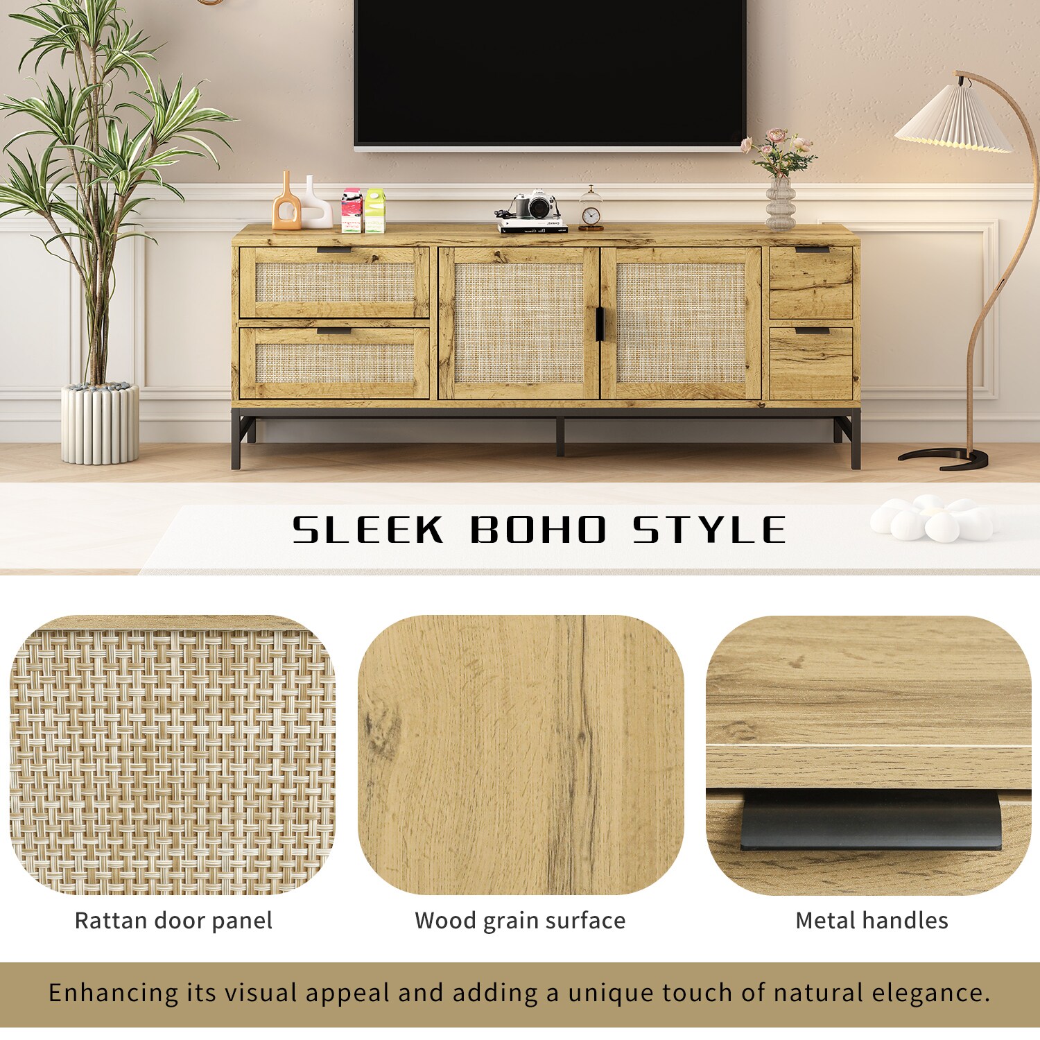 ModernLuxe Traditional Brown Tv Stand Integrated Tv Mount L-WF305960AAL ...