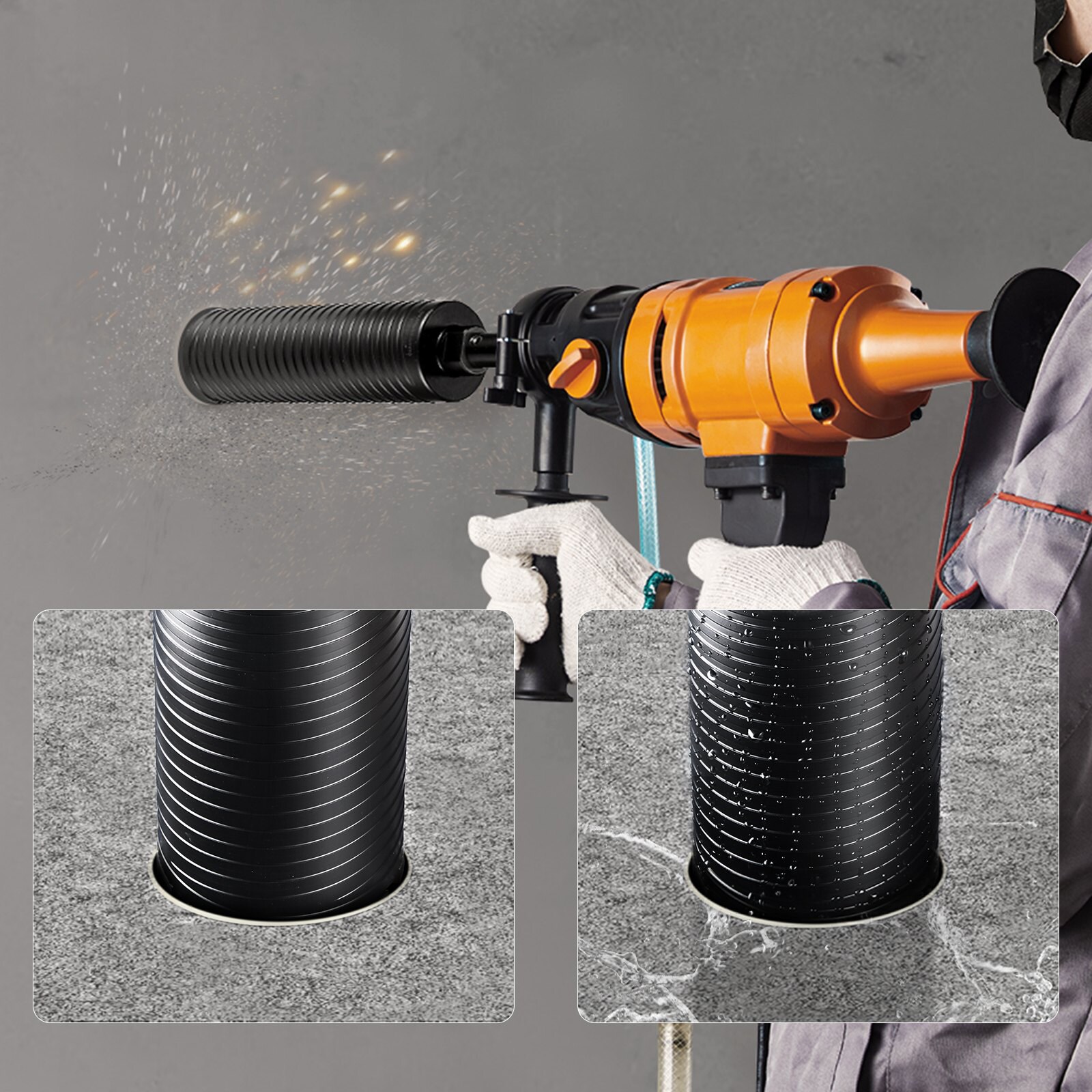 GIVIMO 2.5 in Dia Wet Dry Diamond Core Drill Bit 9.5 in Max Core Depth ...