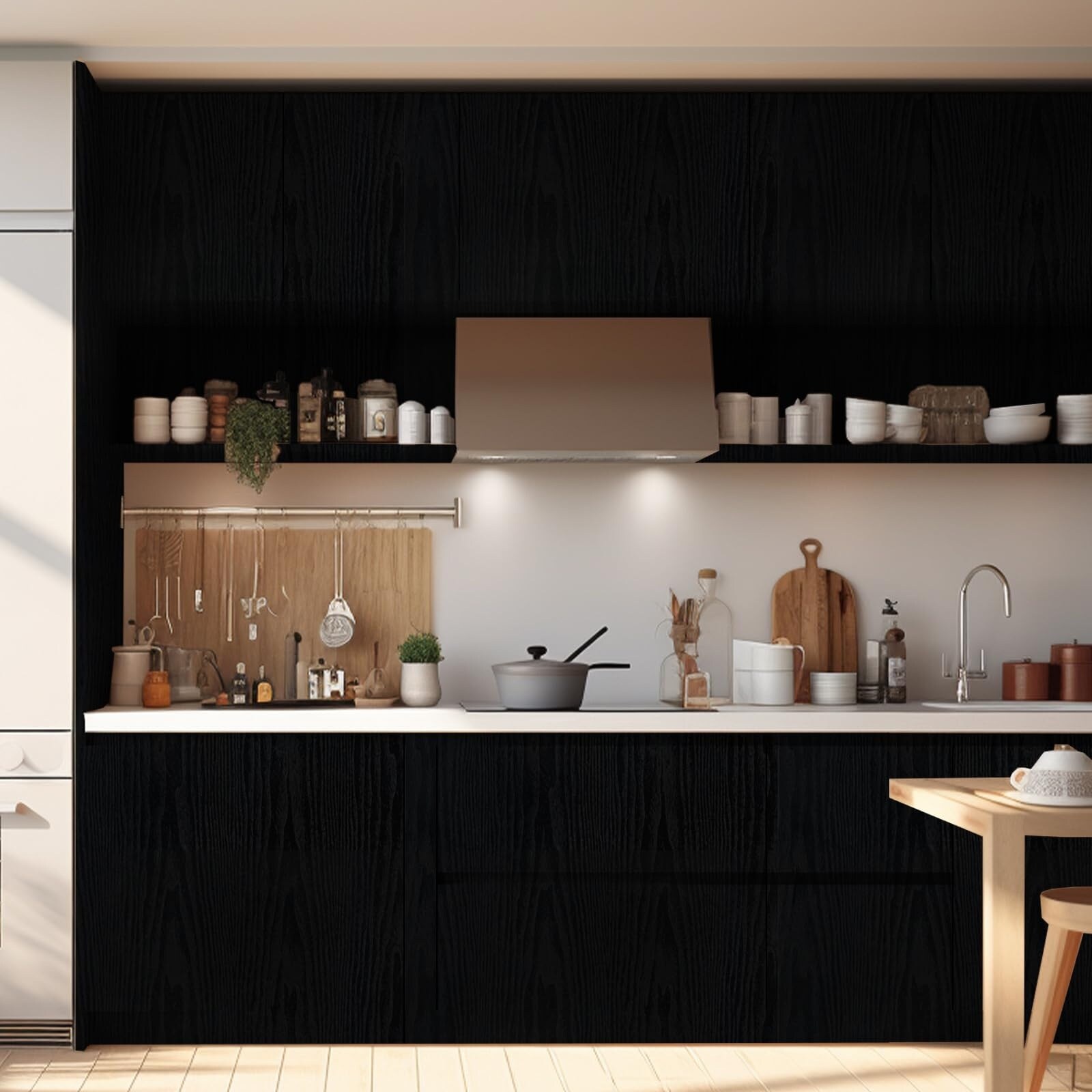 LAIFUCAM Black Wood Grain Contact Paper Peel and Stick Self Adhesive ...