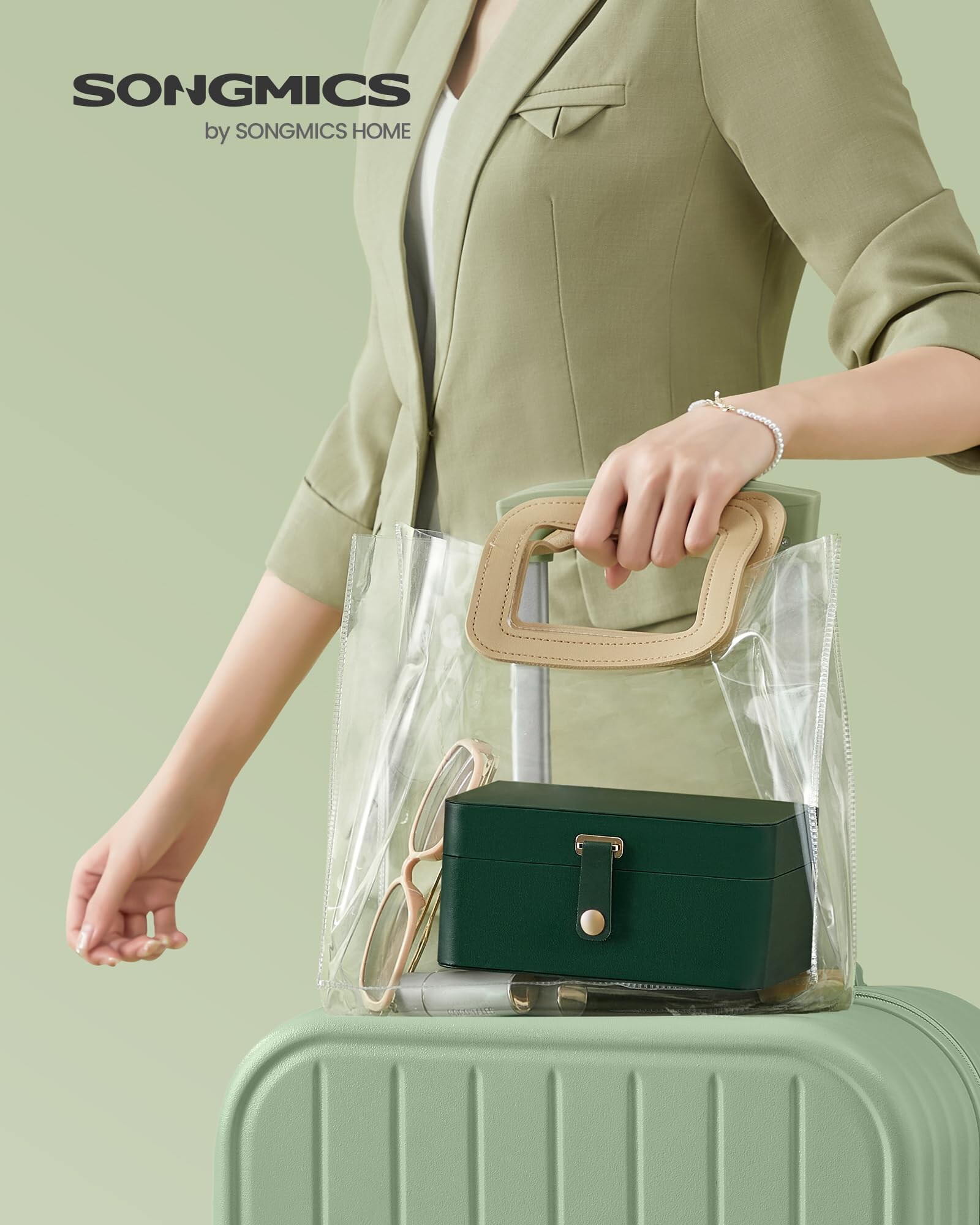 SONGMICS HOME 2-Layer Travel Jewellery Case in Forest Green in the ...