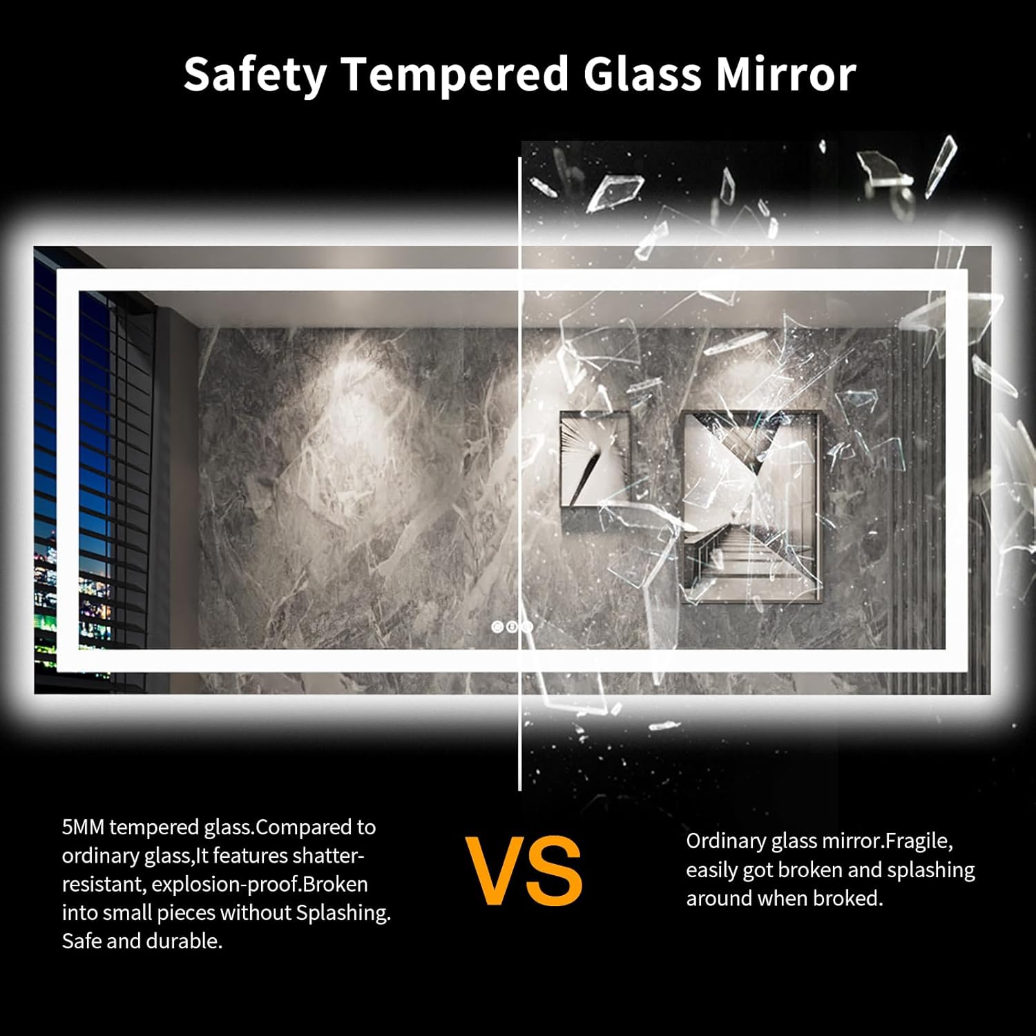 LOAAO 84-in W x 40-in H Frameless Rectangle Backlit and Frontlit ...