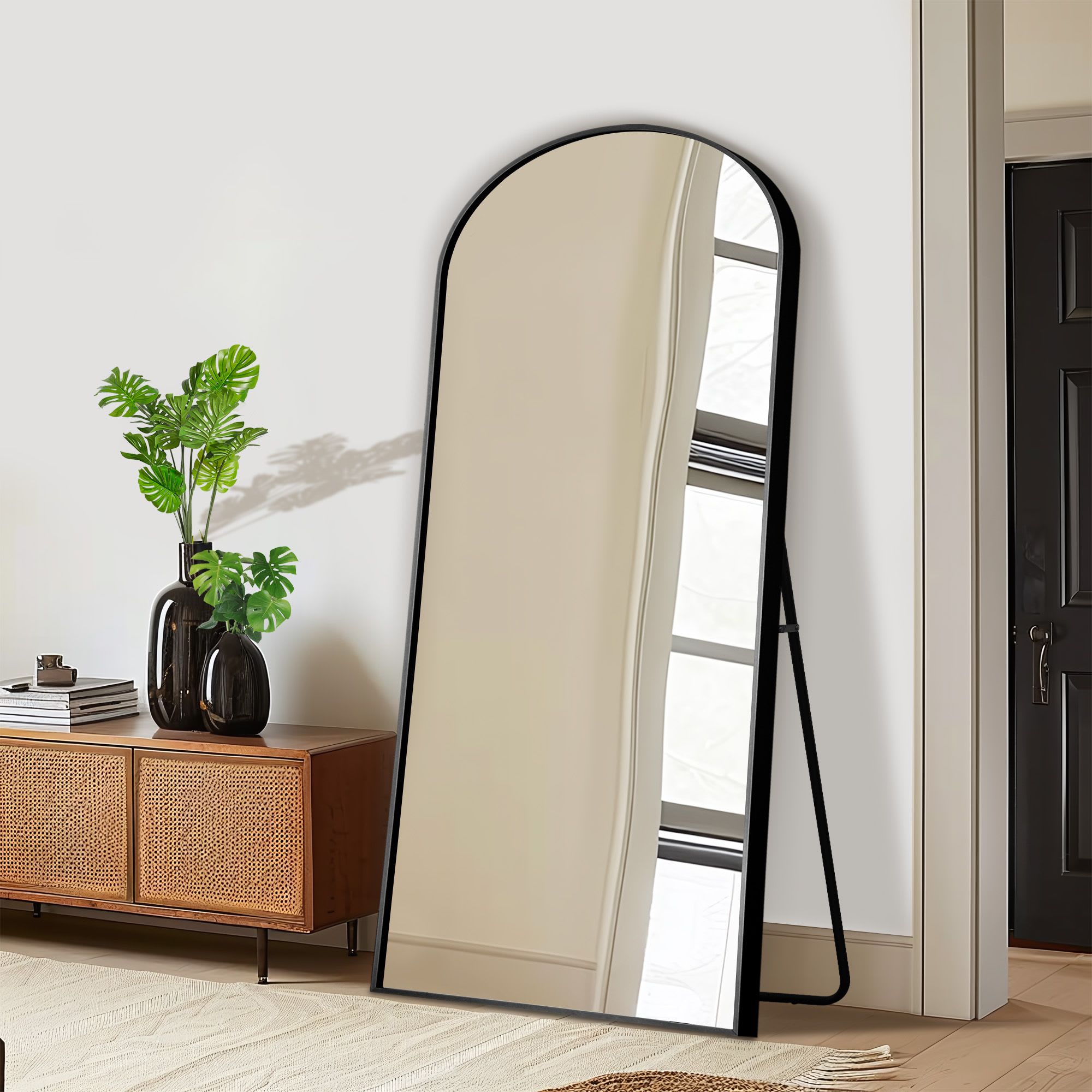 Misty Moon 71x32 inch Aluminum Alloy Arch Black Full-length Mirror ...