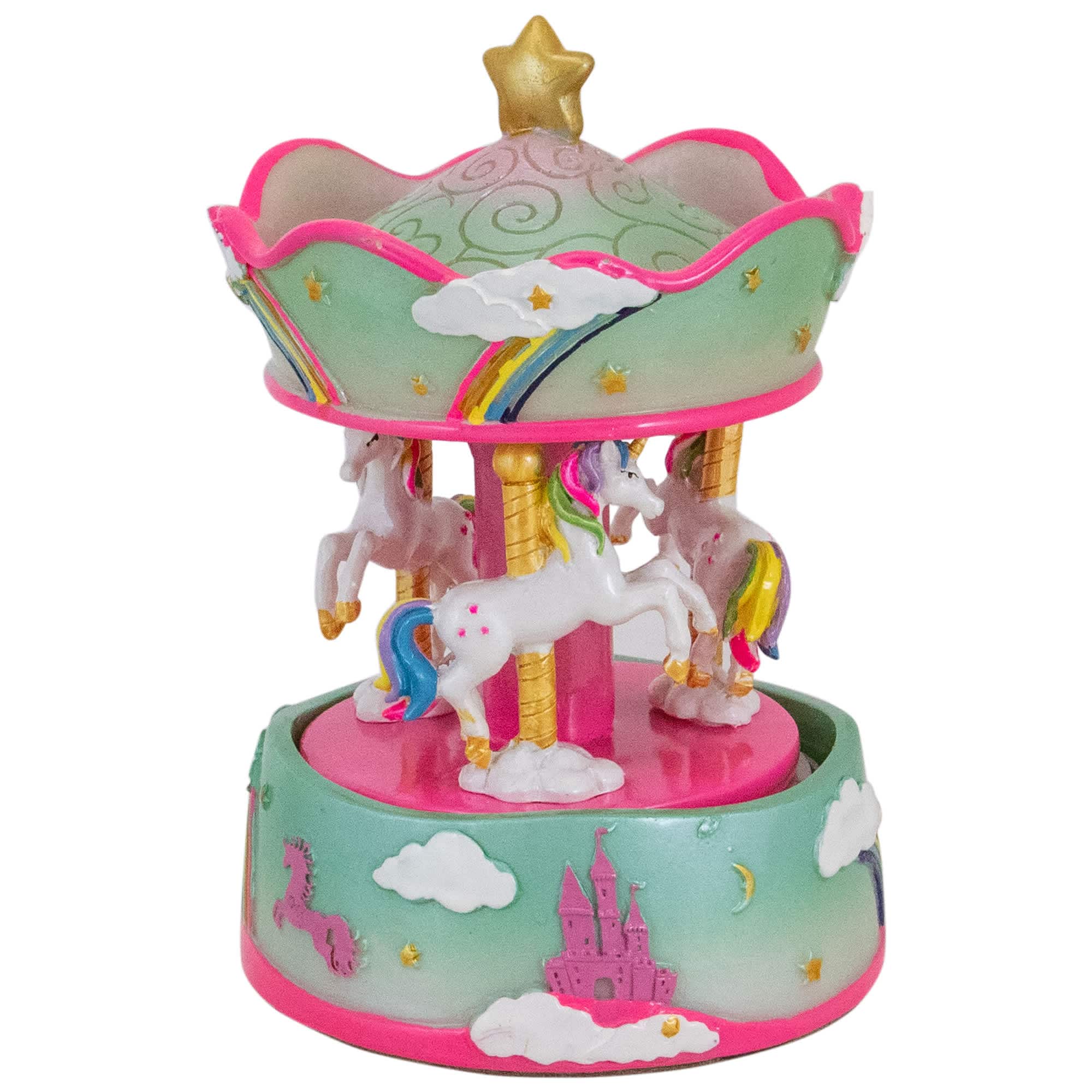 Northlight Children's Rainbow Unicorn Animated Musical Carousel - 6.5 ...