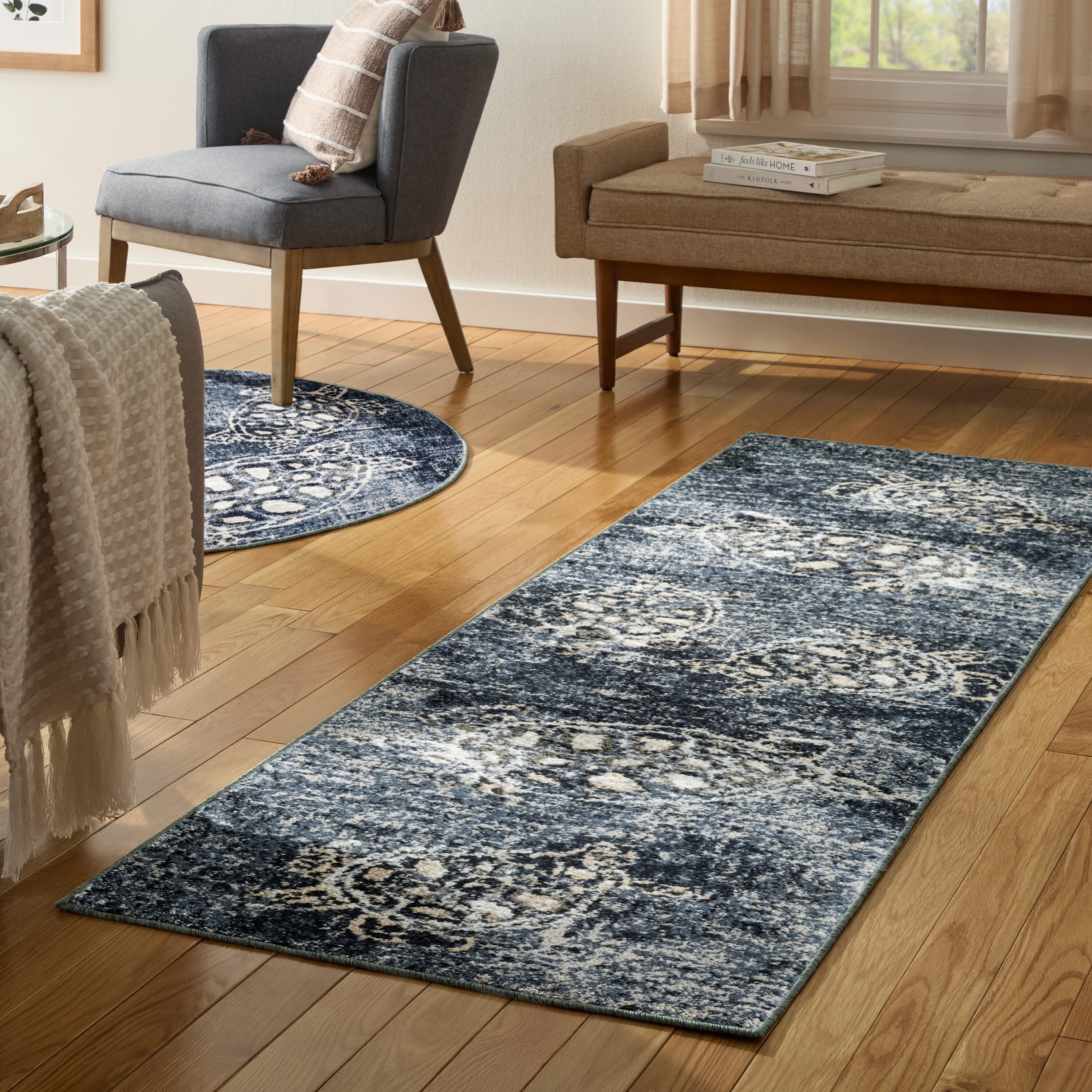 allen + roth 2 X 7 (ft) Blue Indoor Coastal Runner Rug 4A-18343-309 at ...