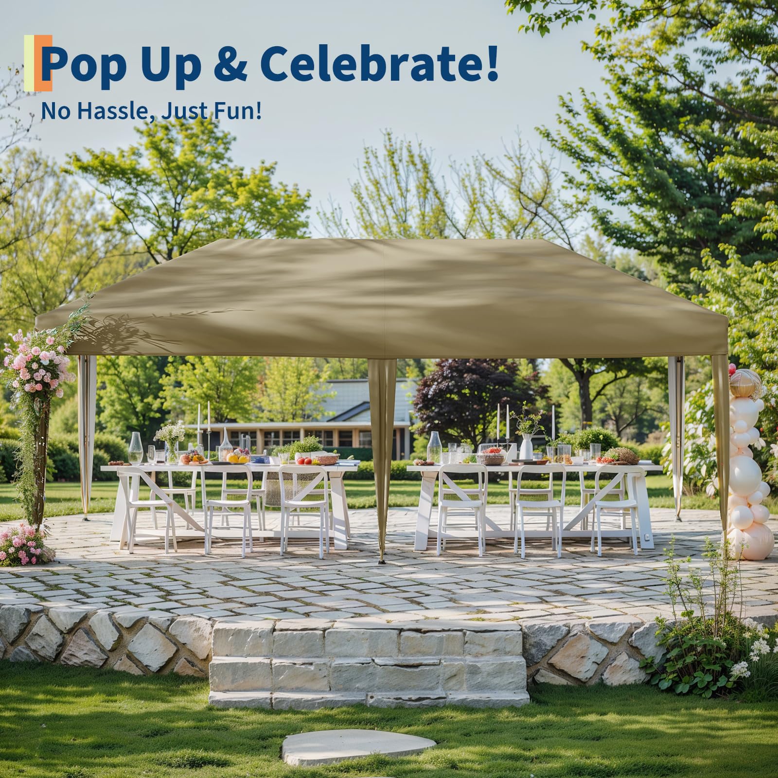 IdealHouse Brown One Person Easy Setup Pop Up Canopy Tent 3x6 M Heavy ...