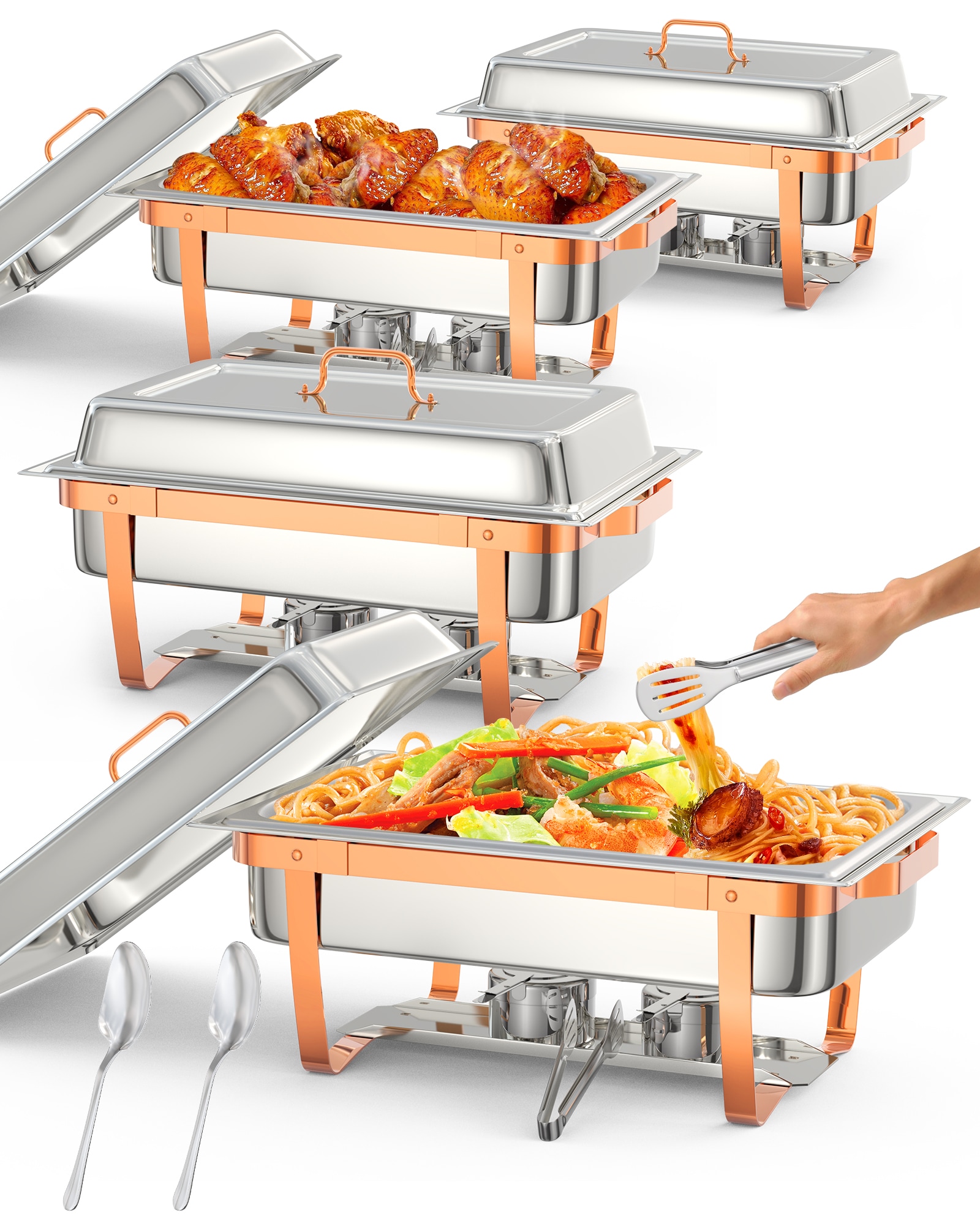Garvee 4 Pack 8QT Stainless Steel Chafing Dish Set - Buffet Food ...