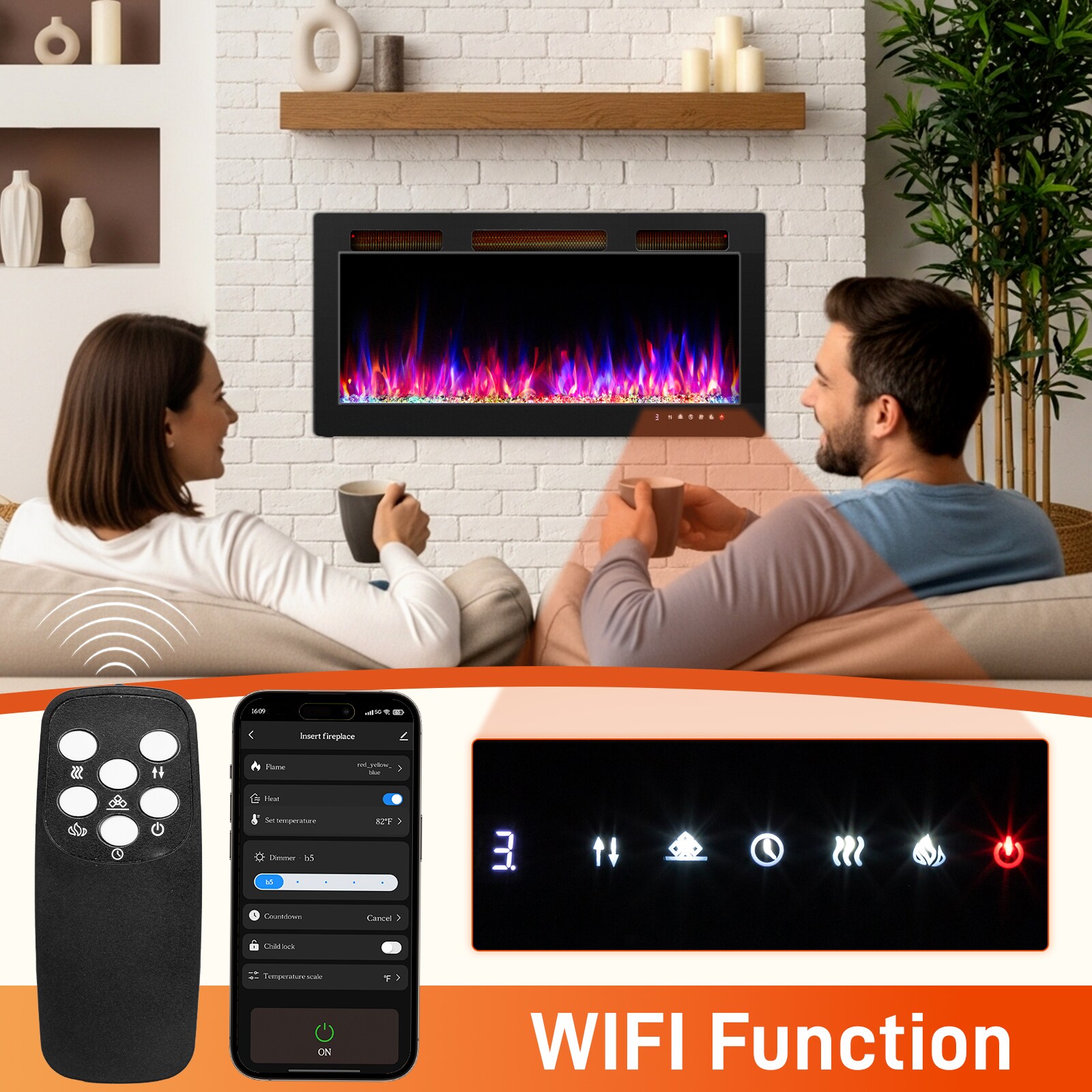 ROVSUN 30-in W Black Wall mount Fan-forced Electric Fireplace with ...