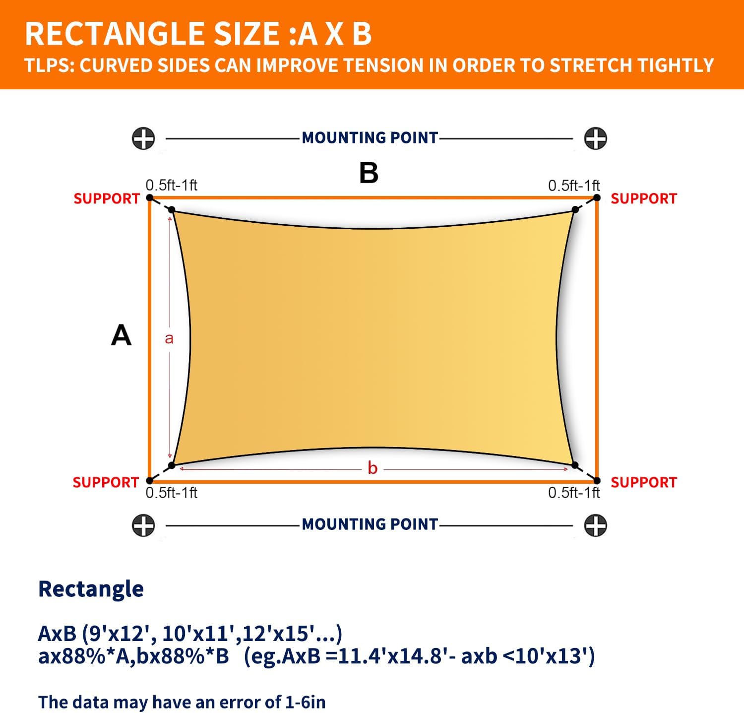 Aoibox 1 Pack 16 ft x 20 ft Rectangle Sun Shade Sail Dark Grey Heavy ...