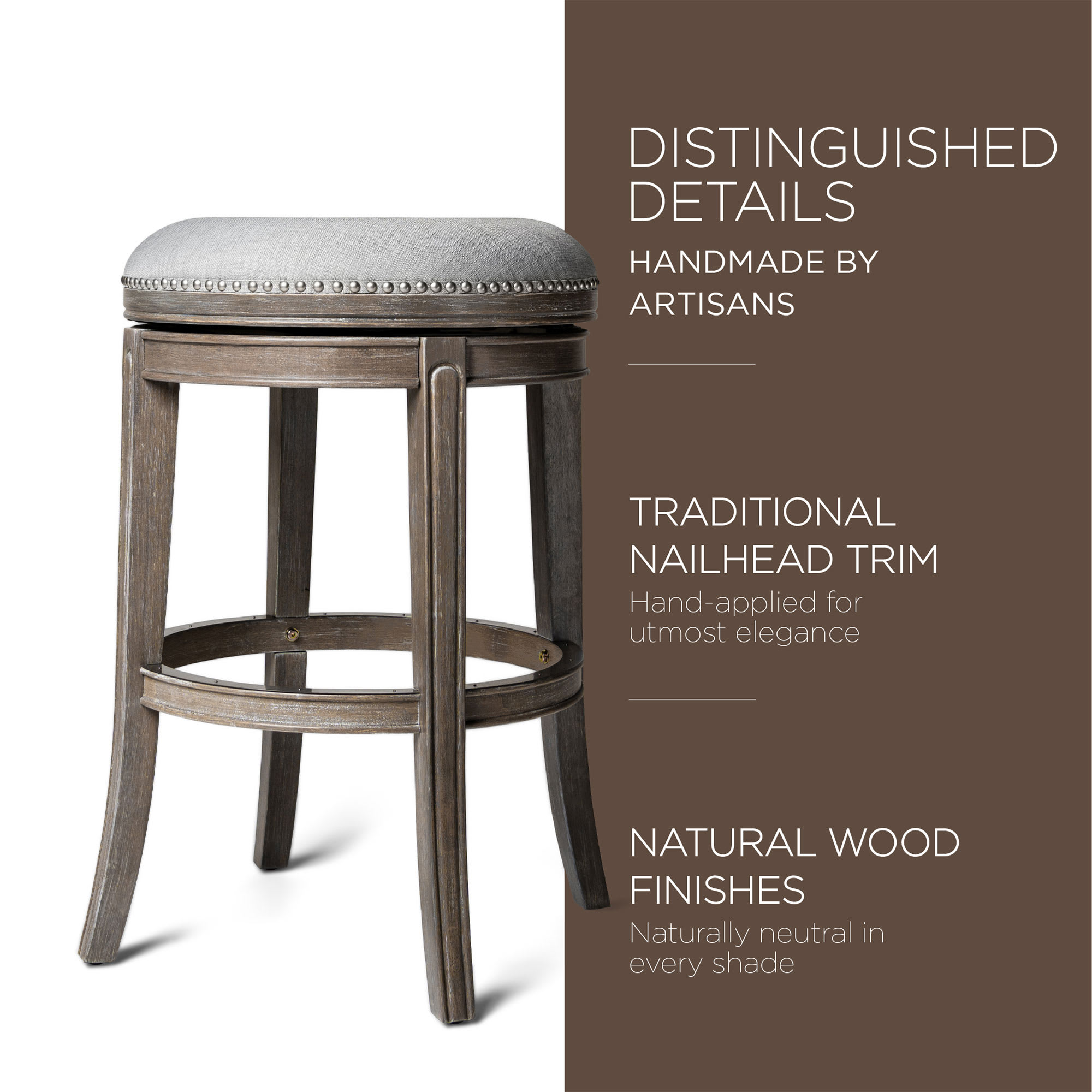 Maven Lane Alexander Backless Bar Stool in Reclaimed Oak Finish w/ Ash ...