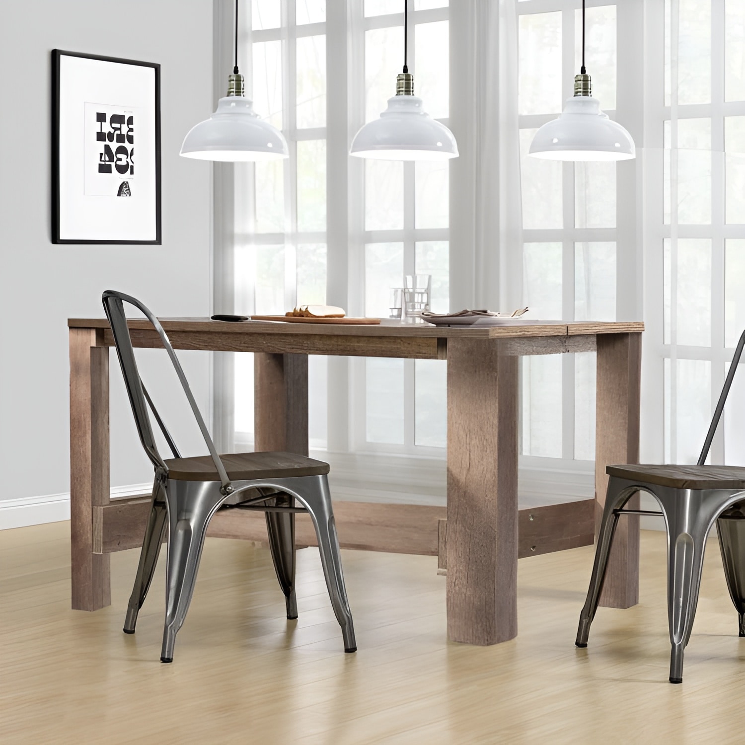 Slickblue Modern Farmhouse Brown Wood Counter Height Dining Table for ...