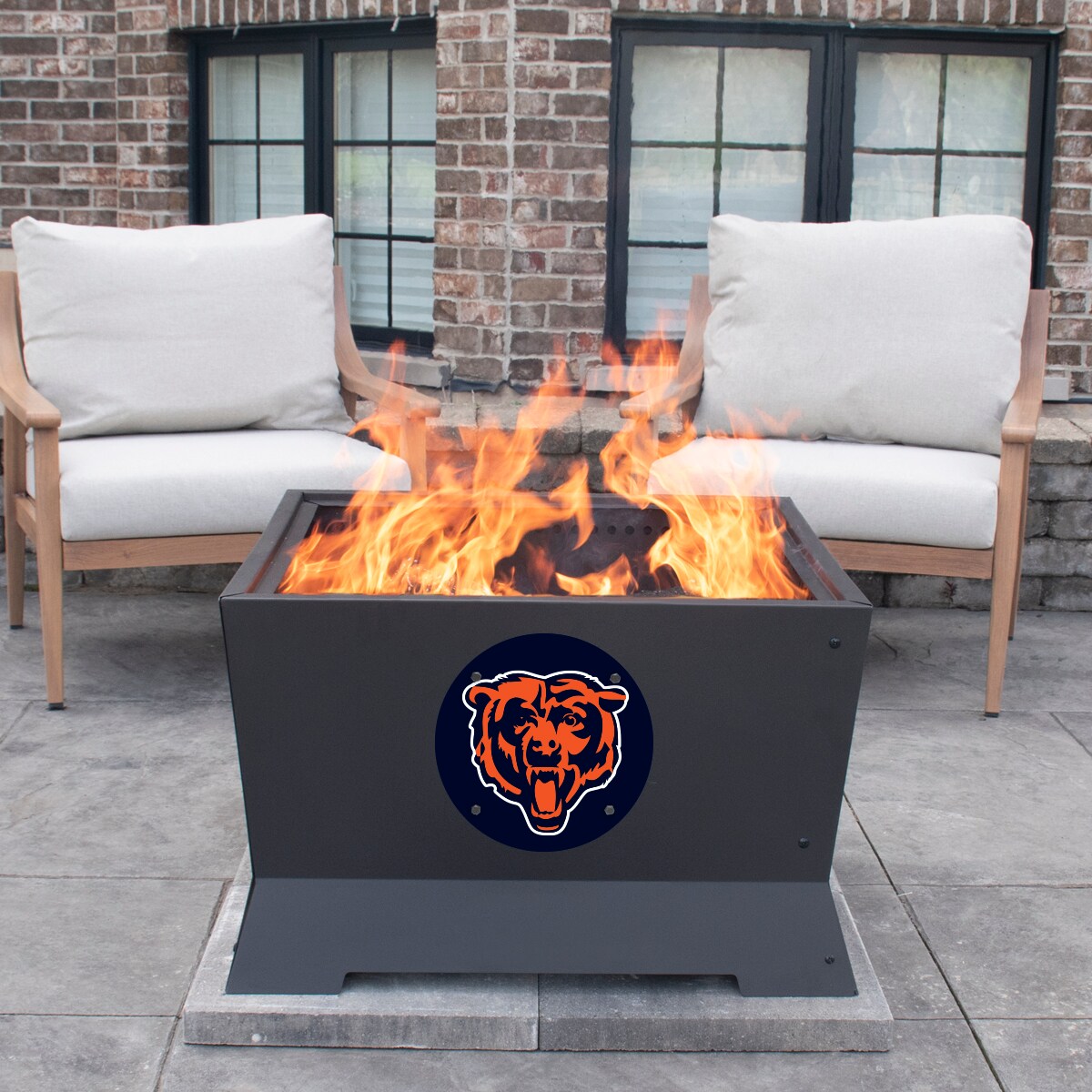 Blue Sky Outdoor Living Chicago Bears 28-in W Black Steel Wood-Burning ...