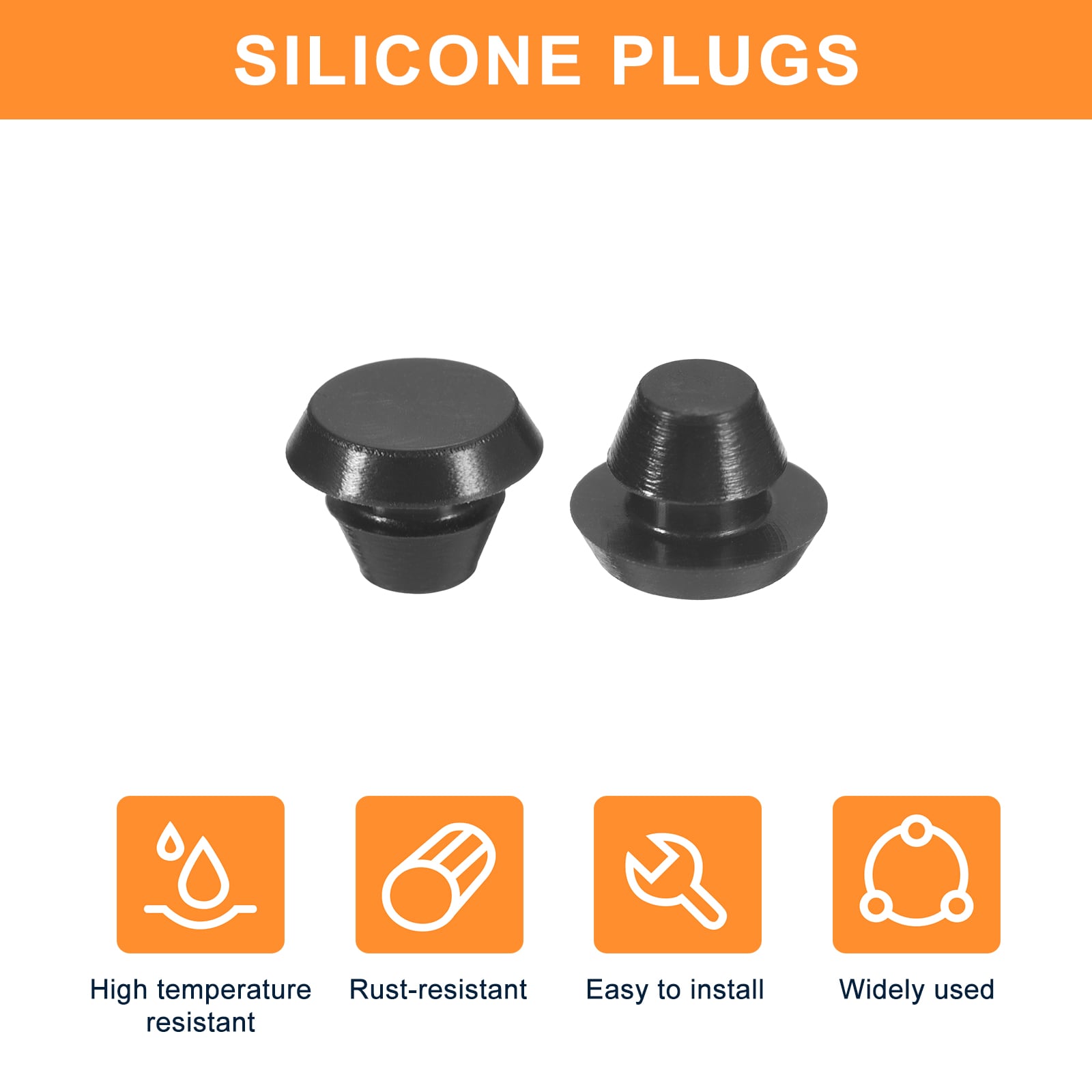 Unique Bargains 25pcs Silicone Plugs Rubber Round Snap in Locking Hole ...