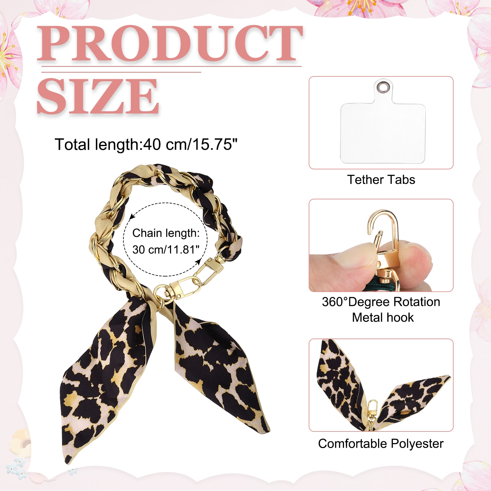 Unique Bargains Scarf Cell Phone Wristlet Chain Strap 12 Inch Phone ...