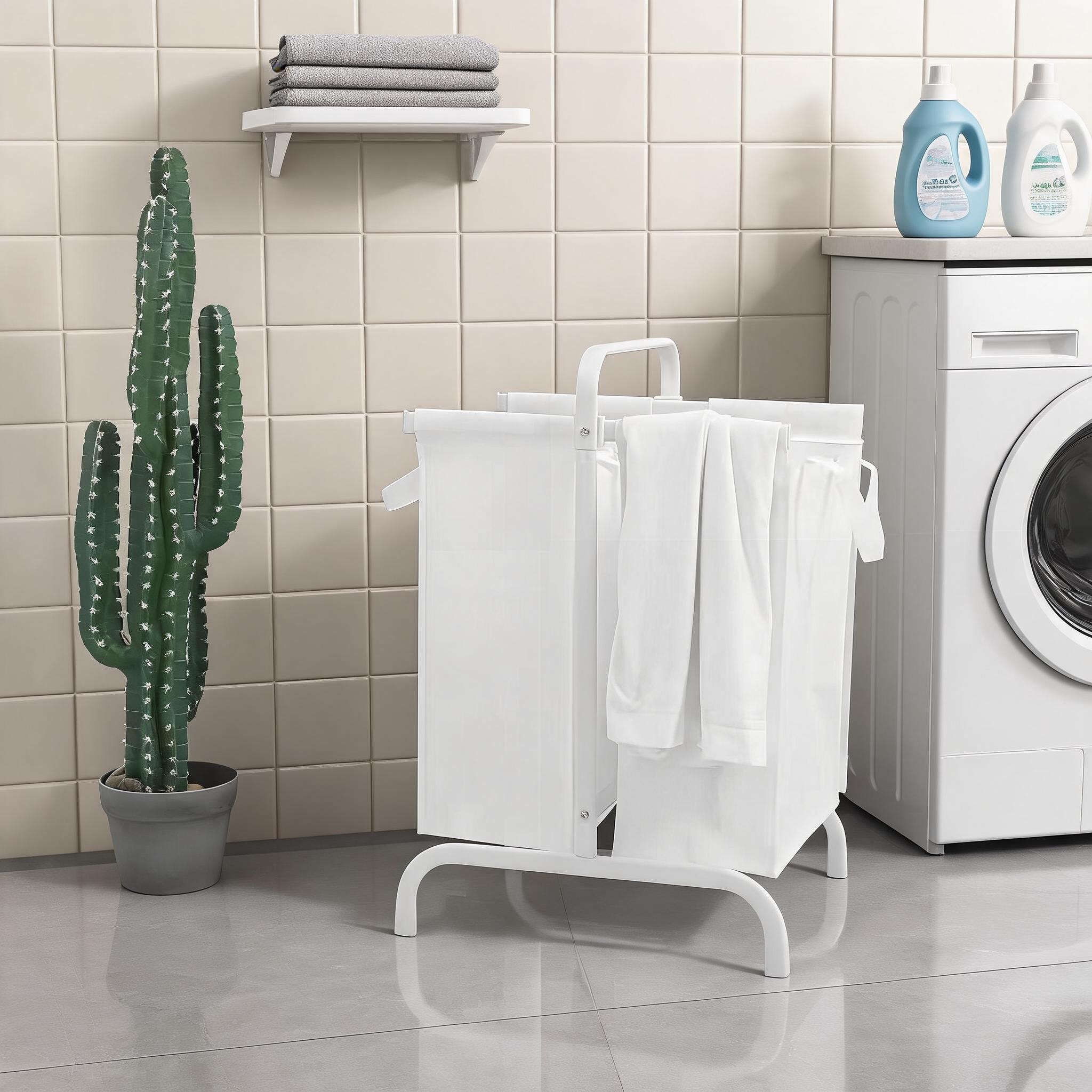 Watnature 2-Tier Laundry Sorter Hamper 110L Large Capacity Storage ...