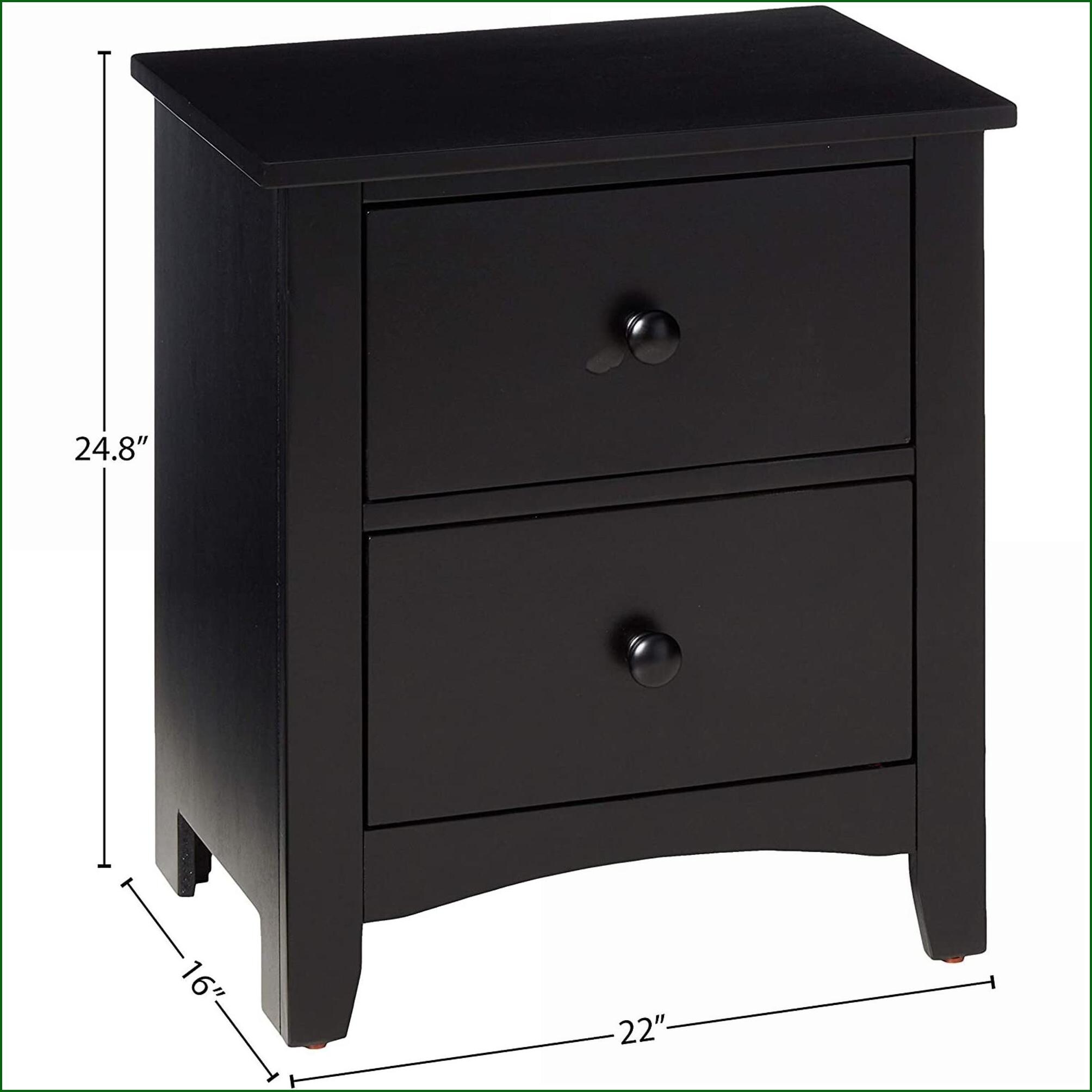 Watnature Modern 2 Drawer Nightstand Black Pine Veneer MDF Wooden ...