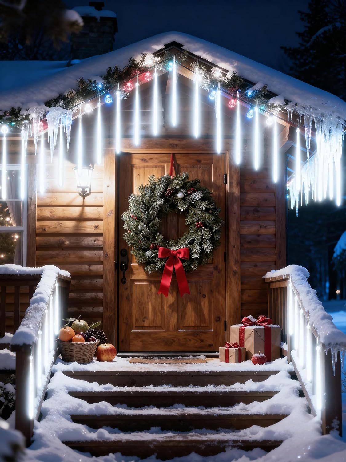 Etokfoks 20 Piece 50 ft Meteor Shower Icicle Lights 480 LED 24 LED Per ...